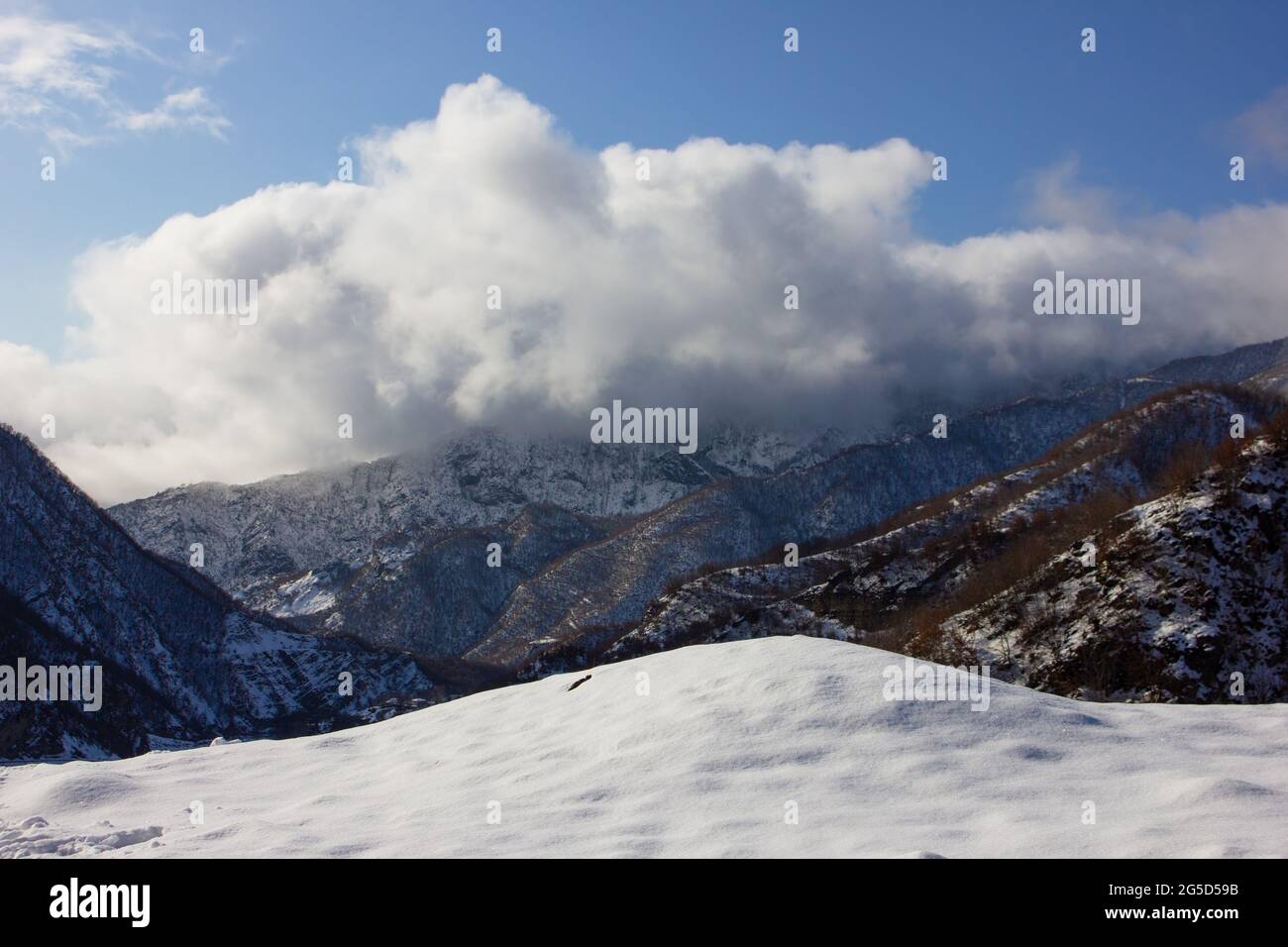 Beautiful mountains in the snow. Ismayilli region. Azerbaijan Stock Photo - Alamy
