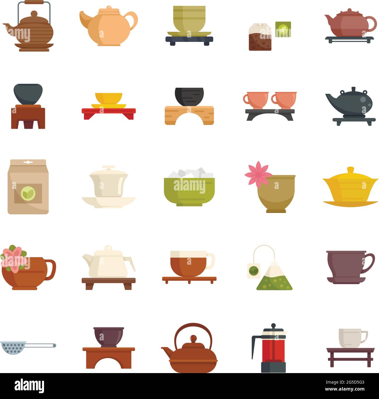 Tea ceremony icons set flat vector isolated Stock Vector Image & Art ...