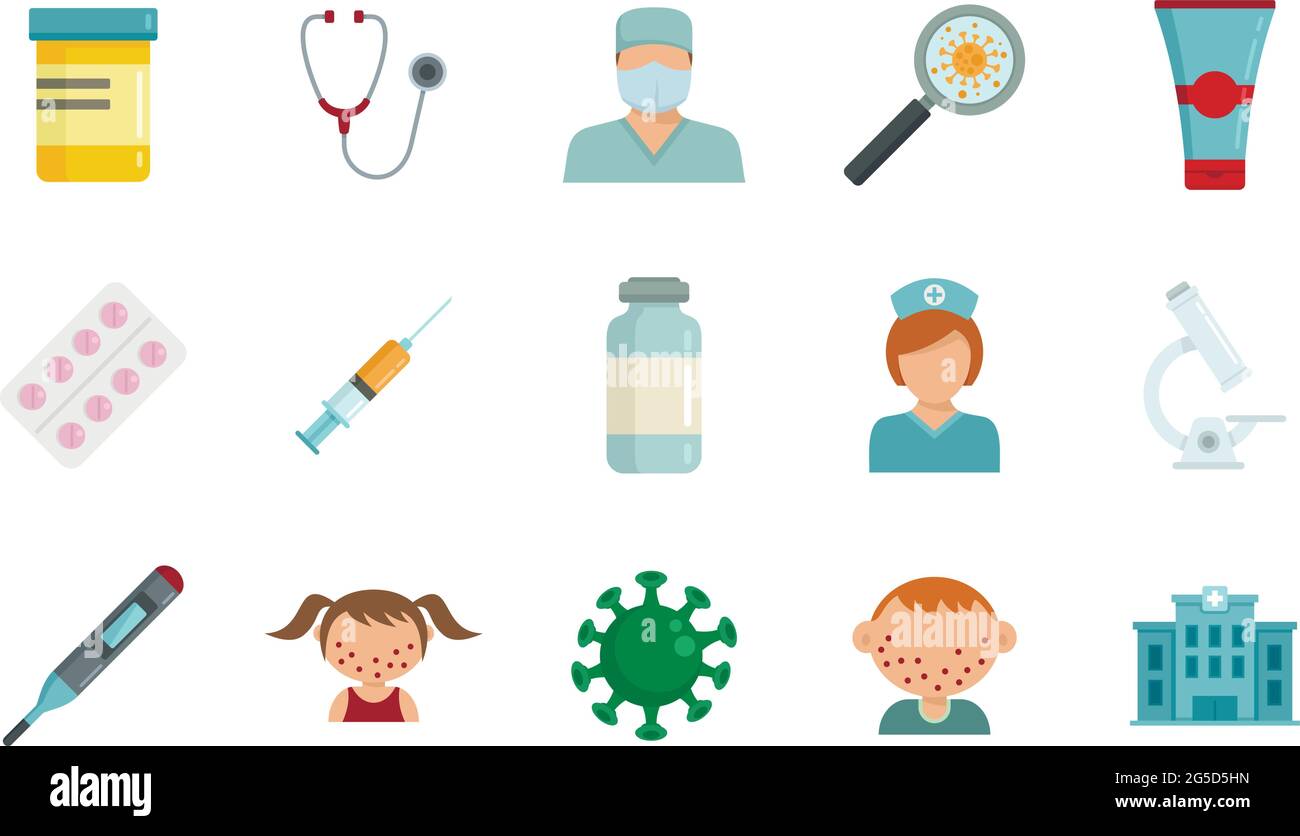 Chicken pox icons set flat vector isolated Stock Vector Image & Art - Alamy