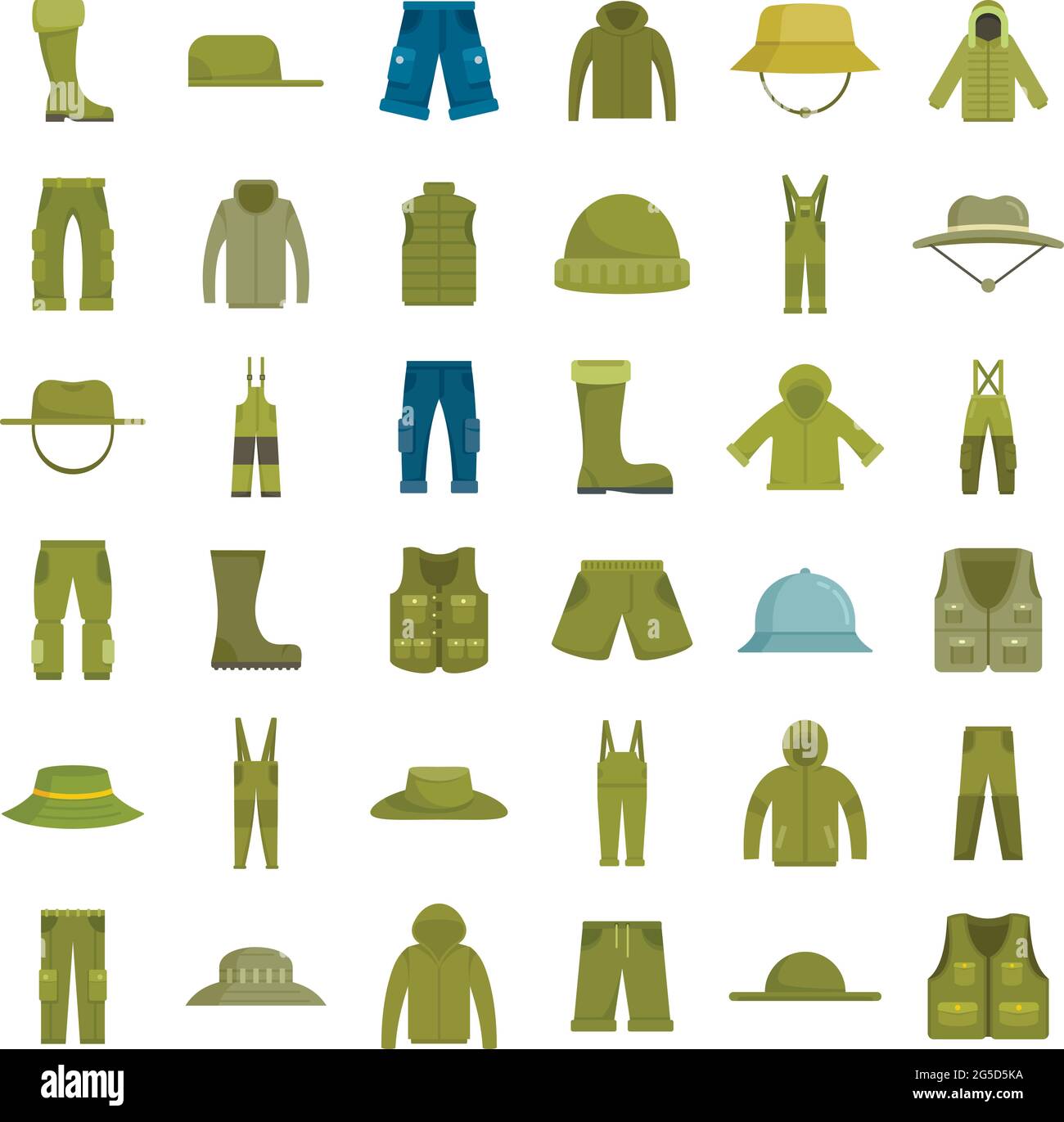 Fisherman clothes icons set flat vector isolated Stock Vector Image ...