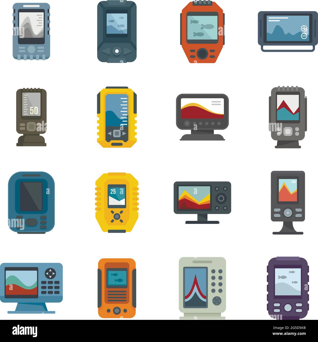 Echo sounder icons set flat vector isolated Stock Vector Image & Art ...