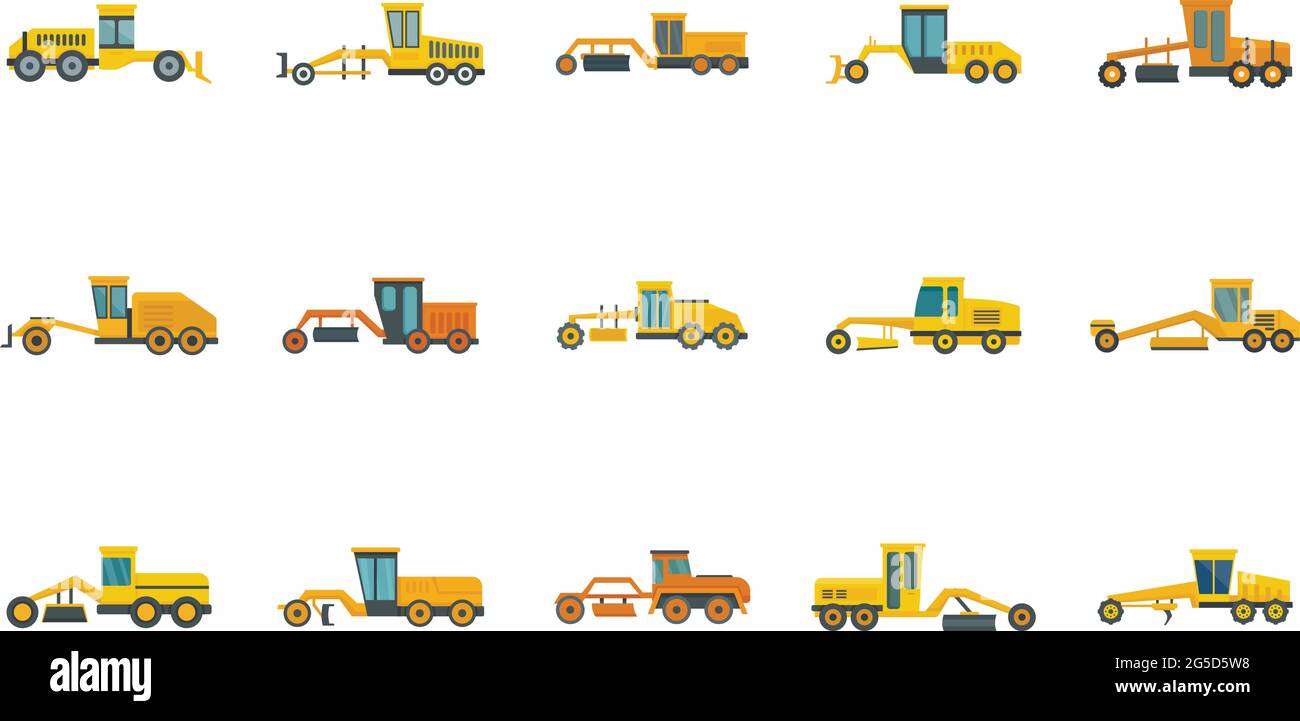 Grader machine icons set flat vector isolated Stock Vector Image & Art ...