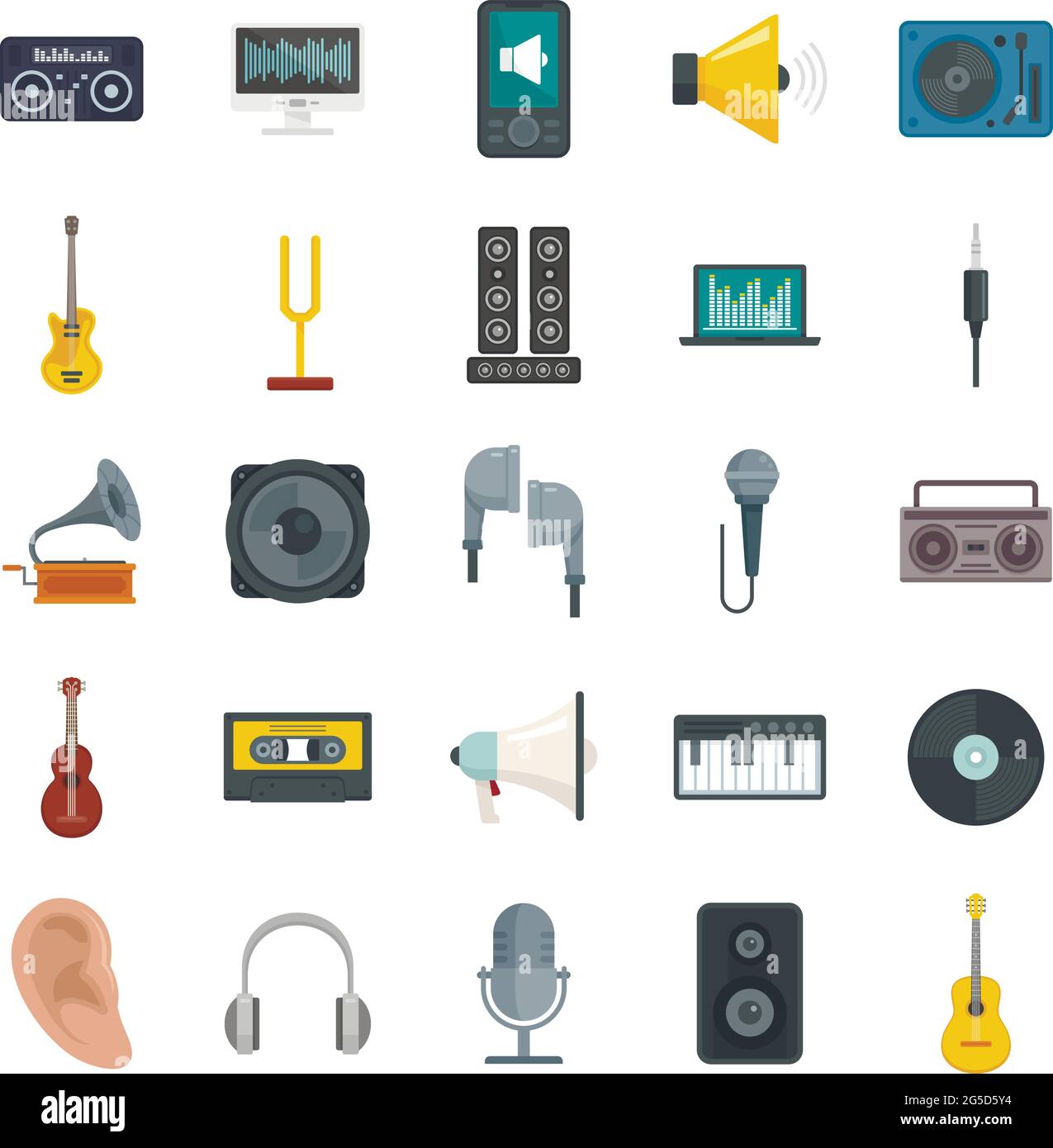 Acoustics icons set flat vector isolated Stock Vector Image & Art - Alamy