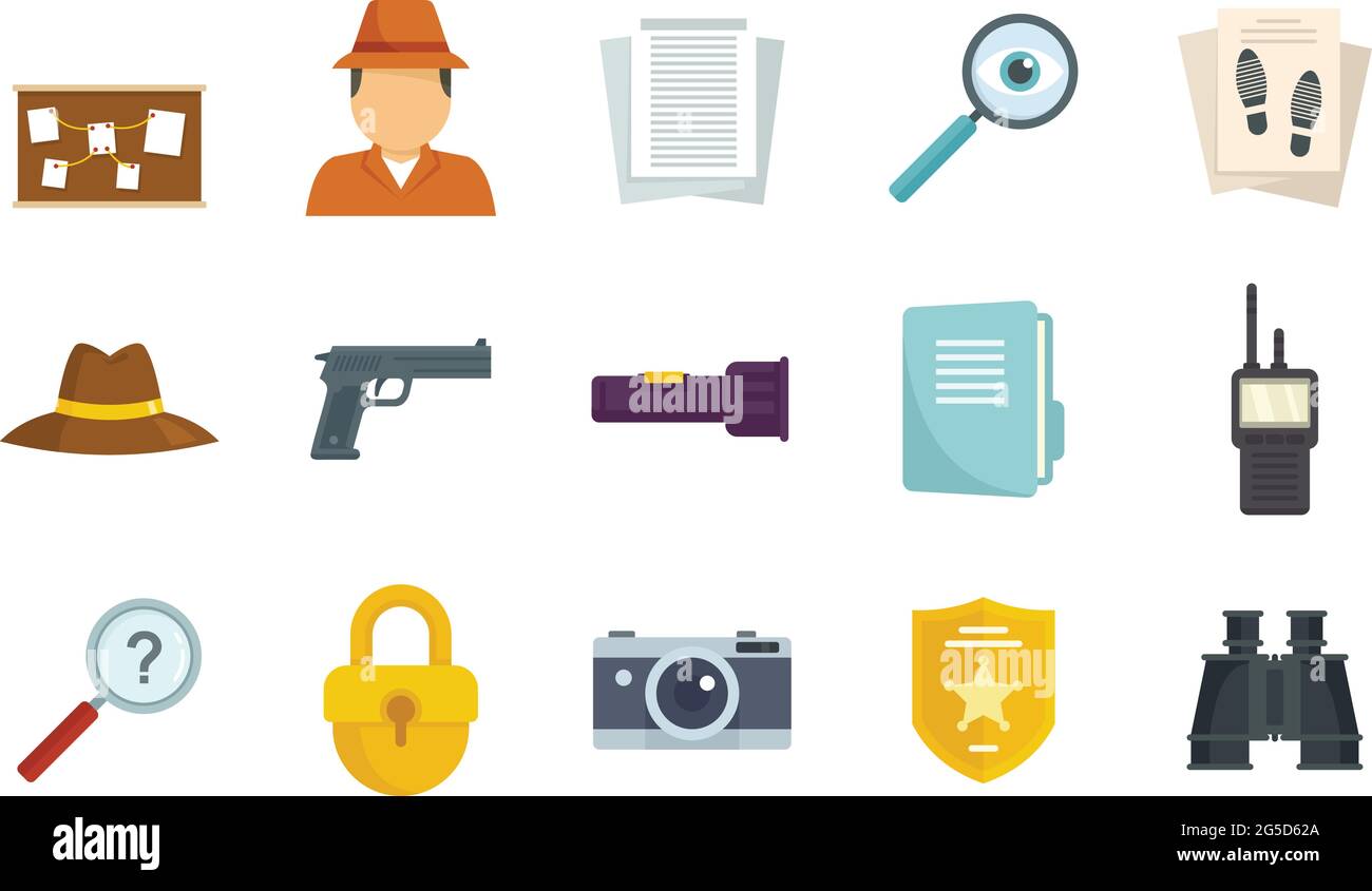 Investigator icons set flat vector isolated Stock Vector Image & Art ...
