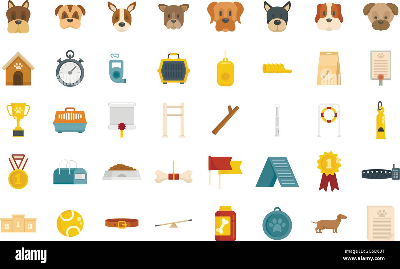 Dog handler icons set flat vector isolated Stock Vector Image & Art - Alamy