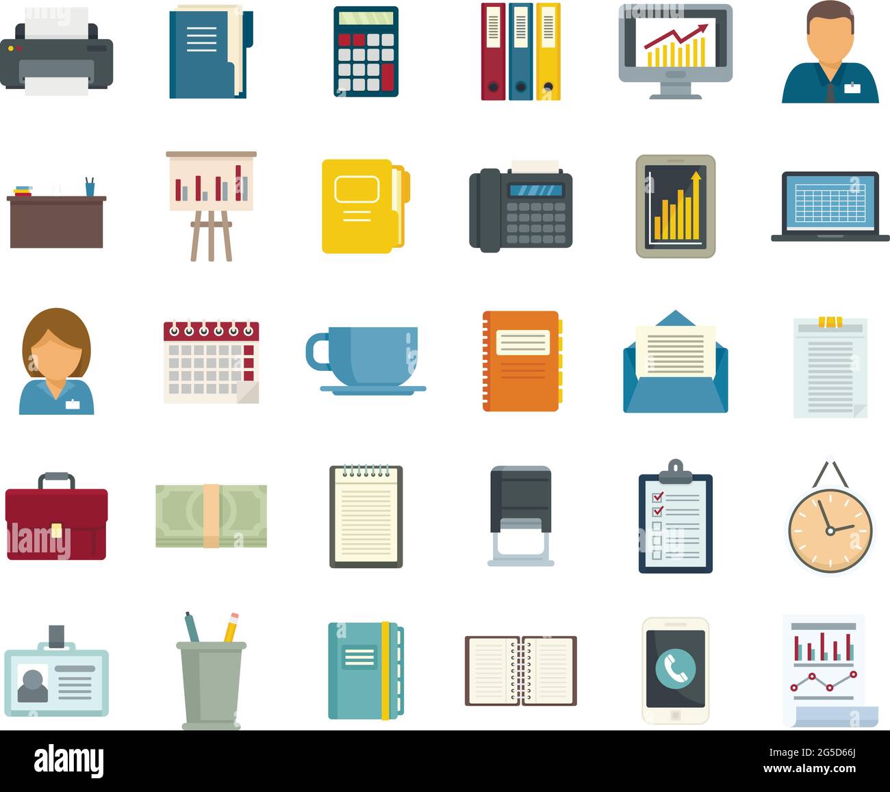 Office manager icons set flat vector isolated Stock Vector Image & Art ...
