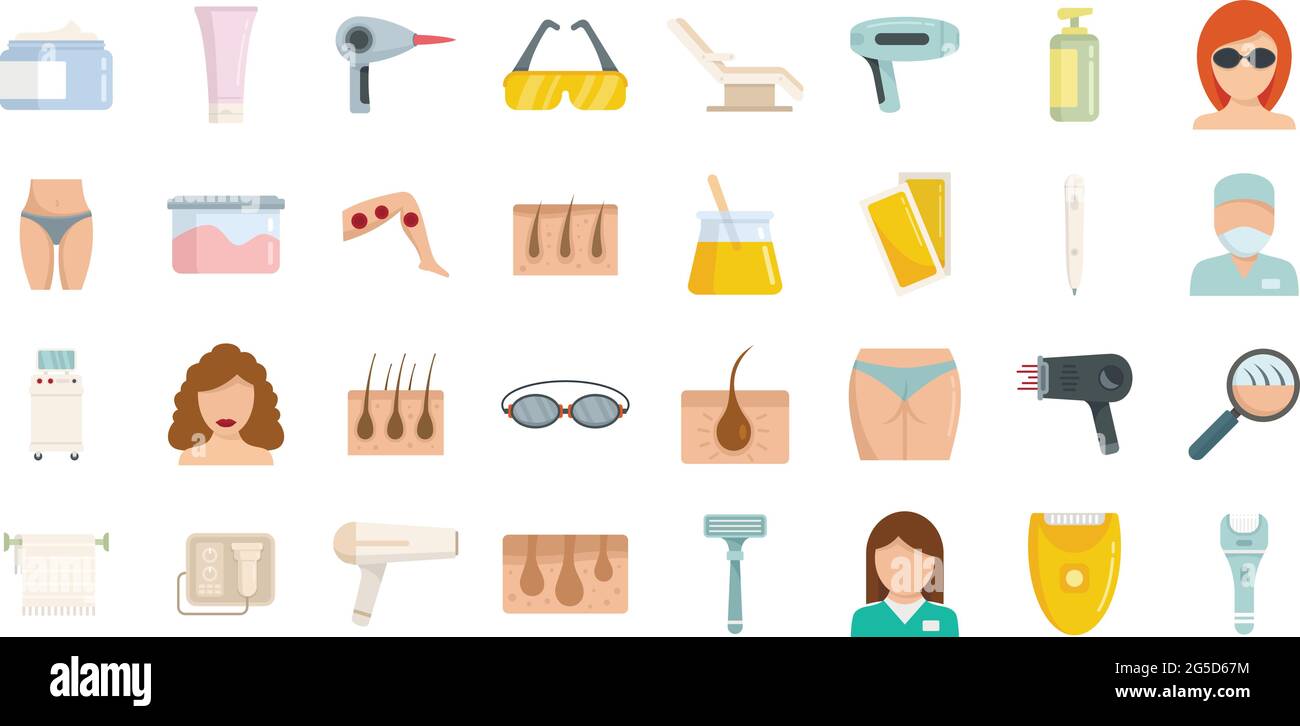 Laser hair removal icons set flat vector isolated Stock Vector Image ...