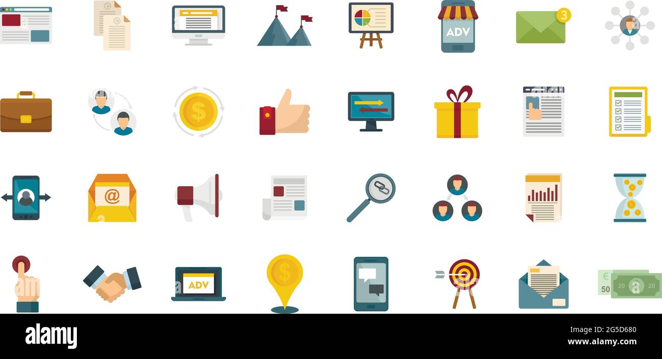 Affiliate marketing icons set flat vector isolated Stock Vector Image ...