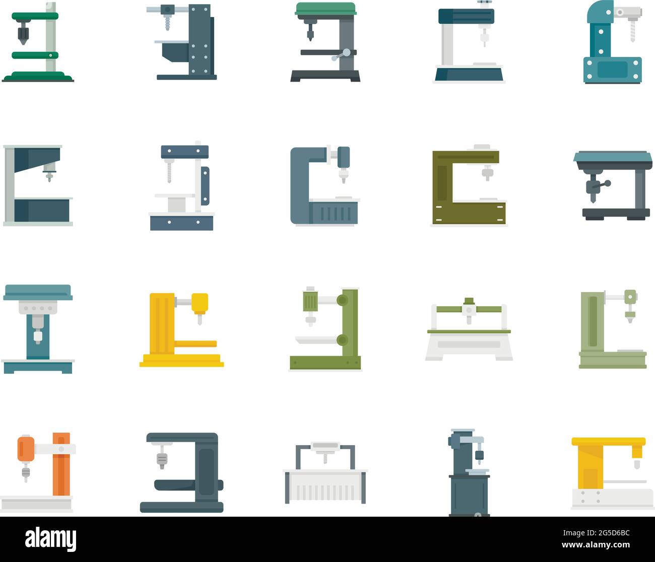 Milling machine icons set flat vector isolated Stock Vector Image & Art ...