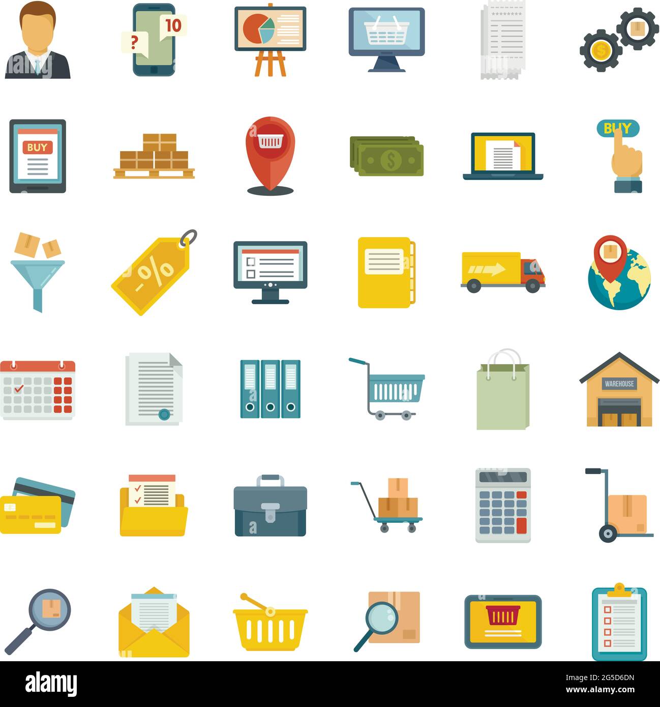 Purchasing Manager icons set flat vector isolated Stock Vector Image ...