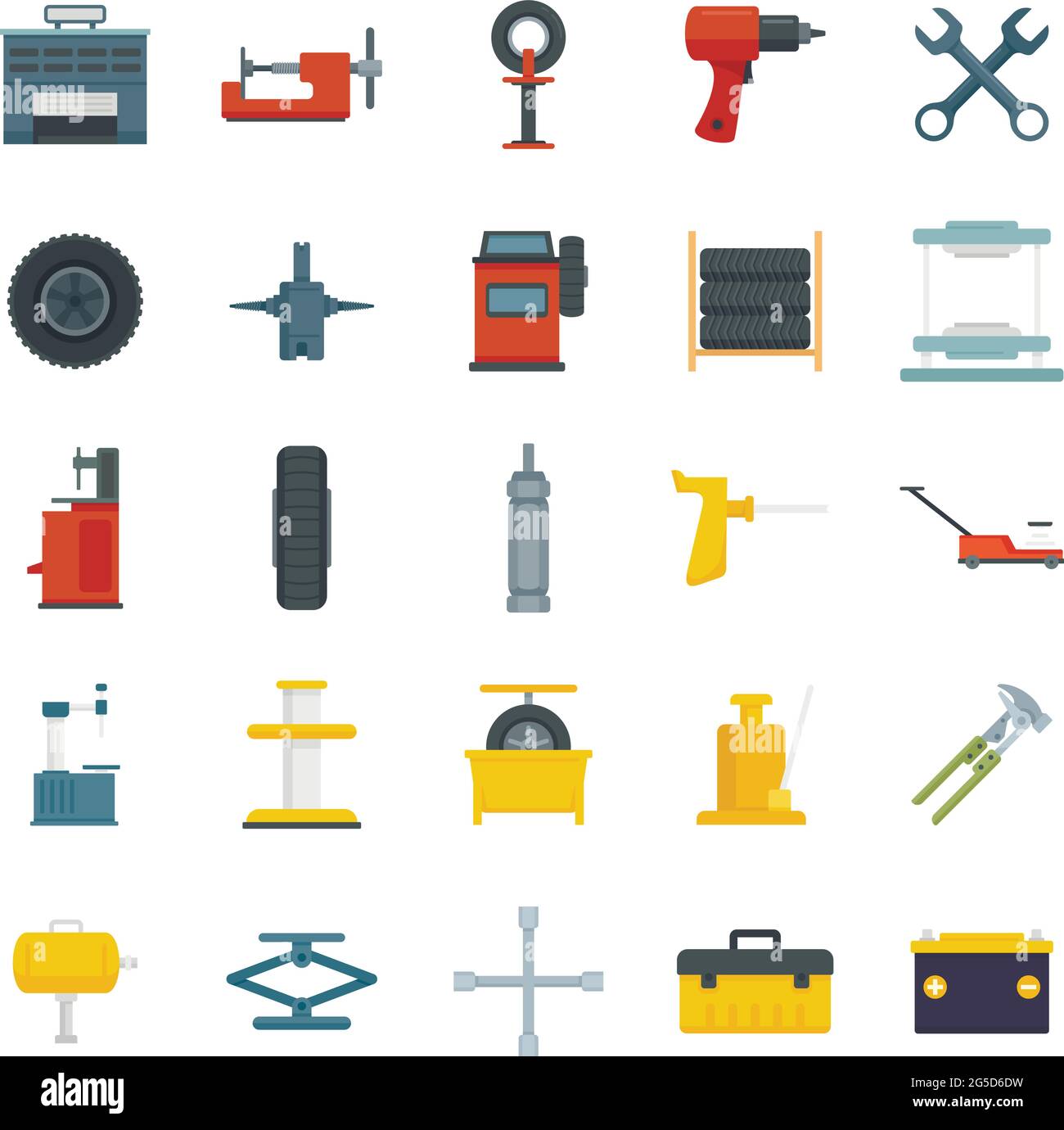 Tire fitting icons set flat vector isolated Stock Vector Image & Art ...