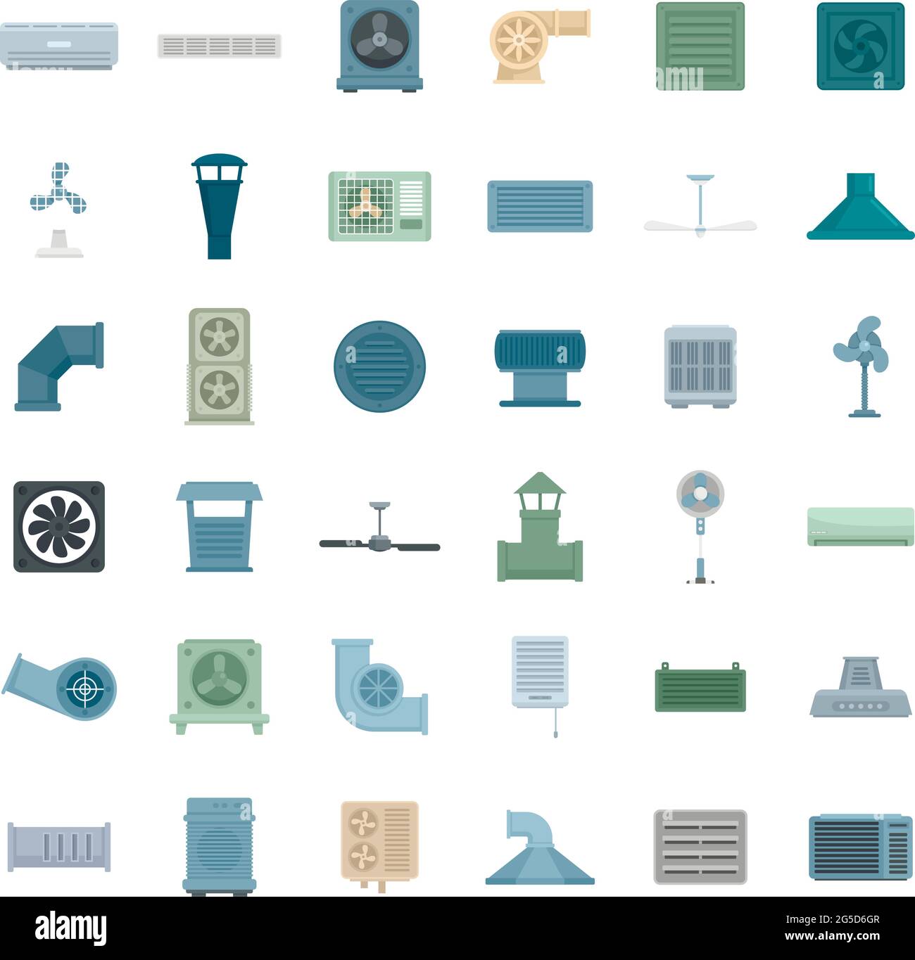 Ventilation icons set flat vector isolated Stock Vector Image & Art - Alamy