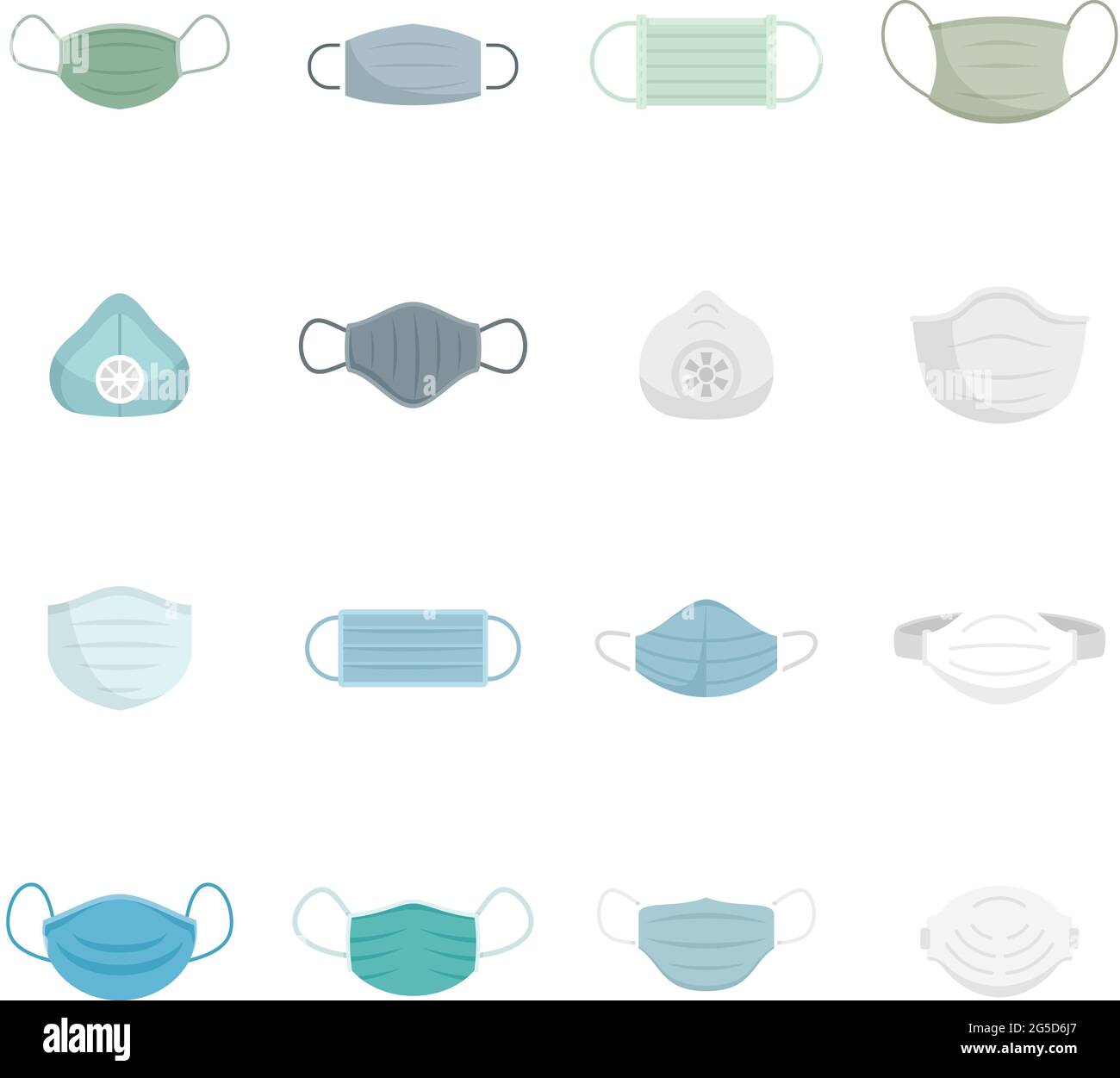 Medical mask icons set flat vector isolated Stock Vector Image & Art ...