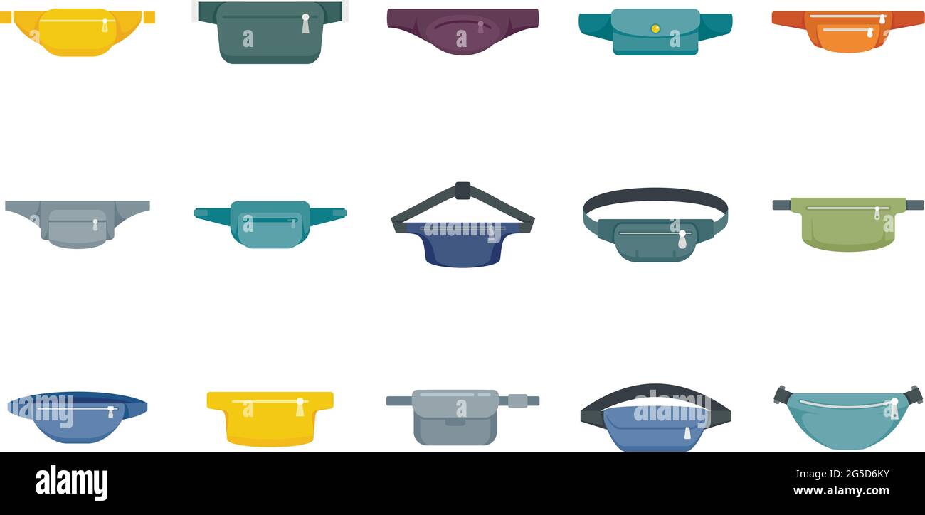 Waist bag icons set flat vector isolated Stock Vector Image & Art - Alamy