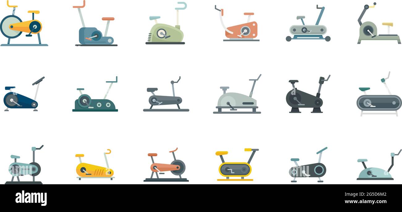 Exercise bike icons set flat vector isolated Stock Vector Image & Art ...