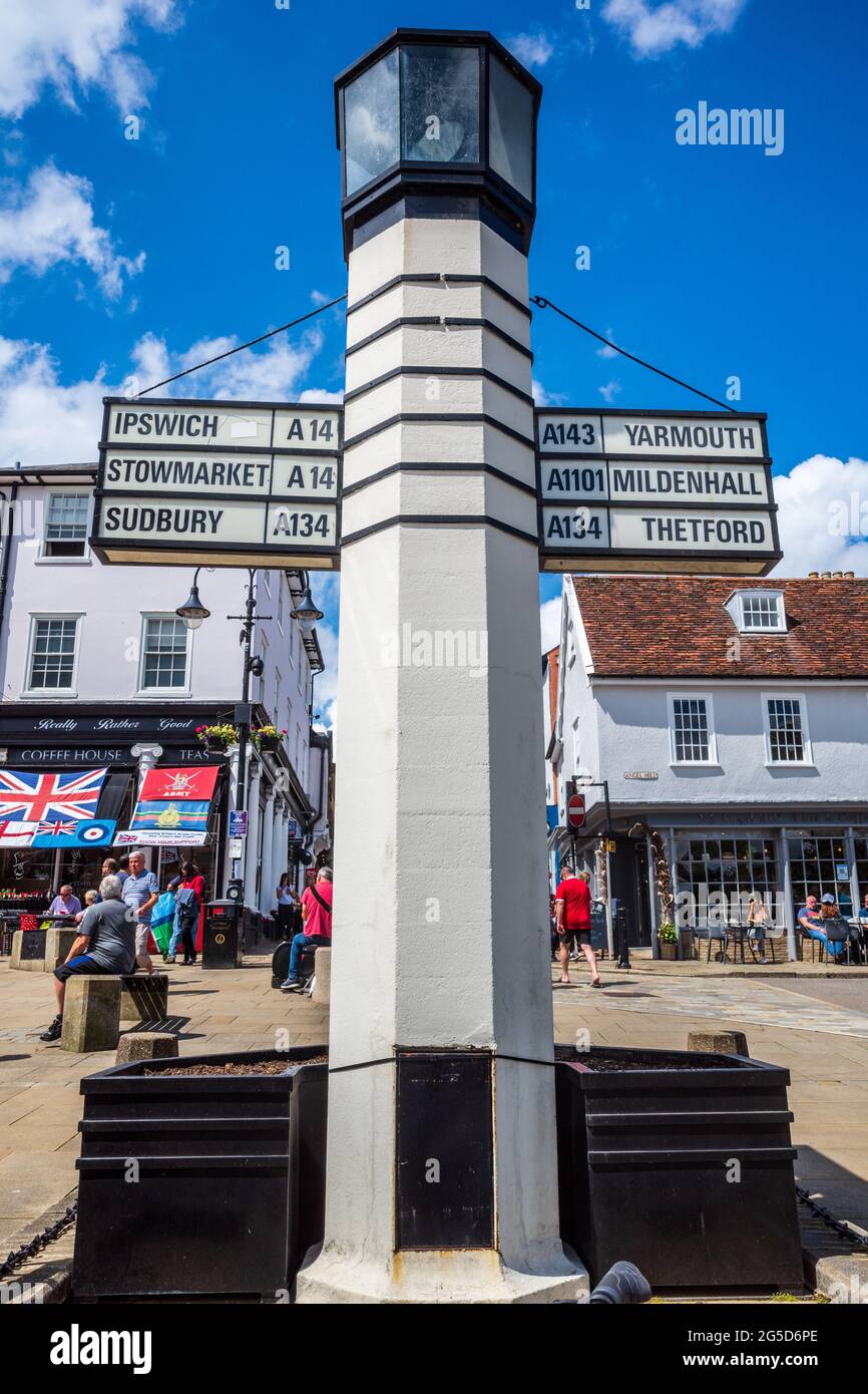 Bury St Edmunds - Pillar of Salt illuminated road sign on Angel Hill ...