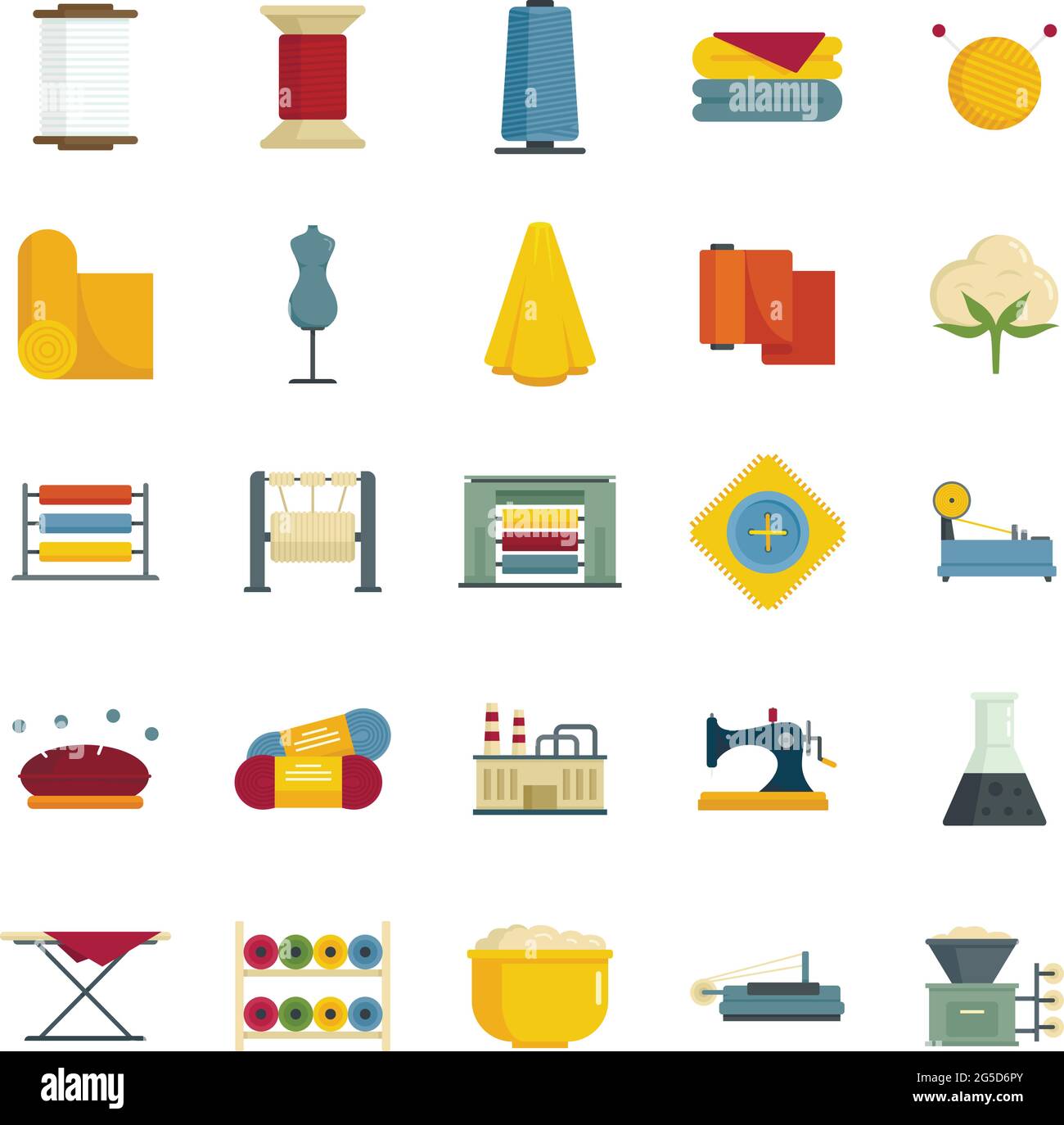 Textile production icons set flat vector isolated Stock Vector Image ...