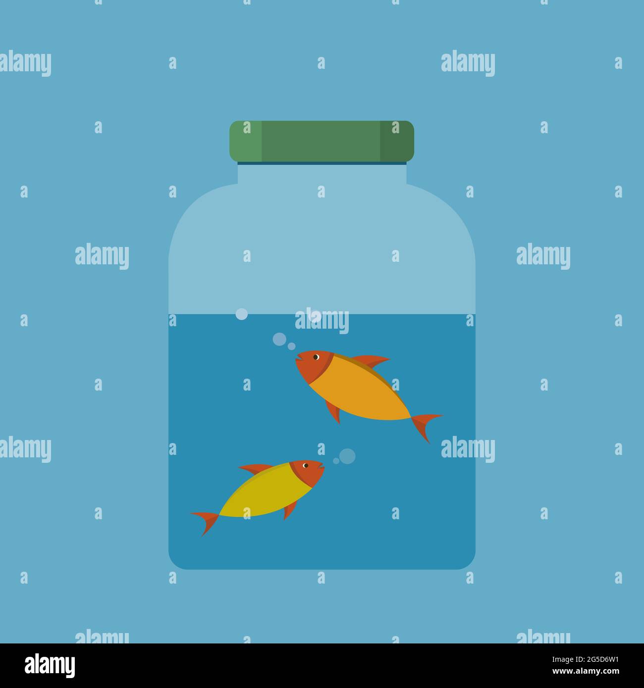 Illustration of two fishes inside a closed transparent bottle Stock ...