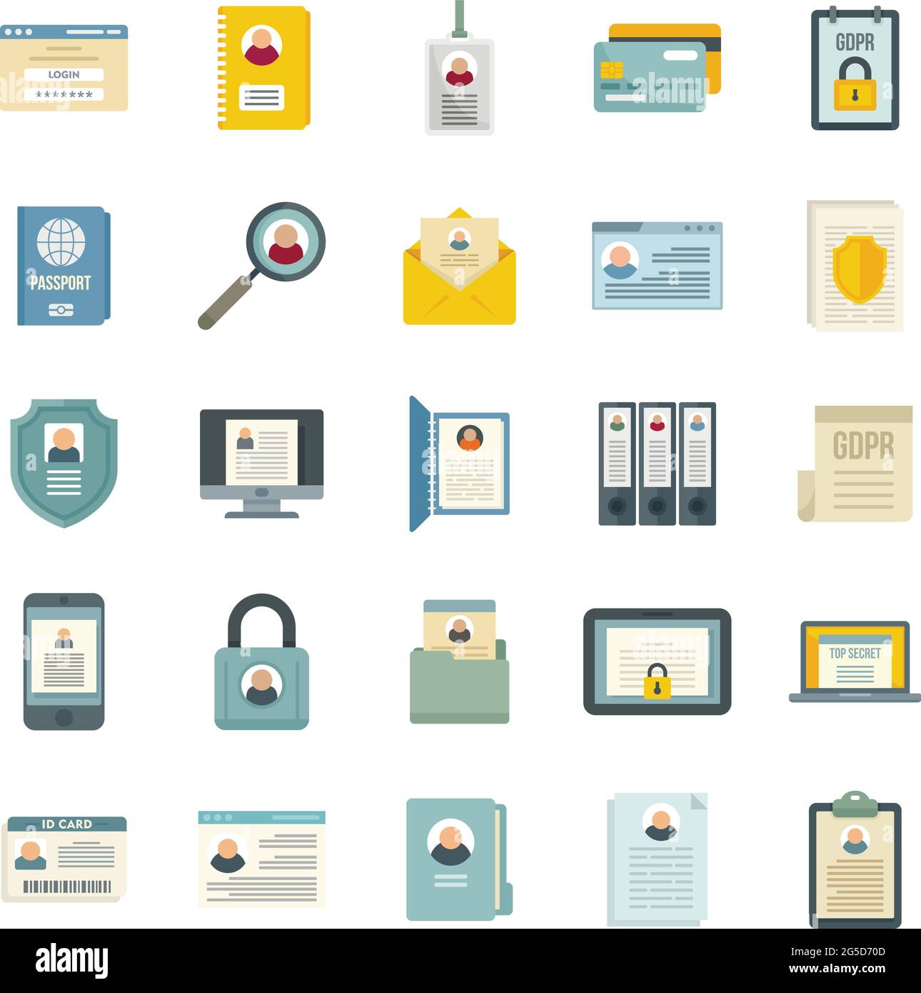 Personal information icons set flat vector isolated Stock Vector Image ...