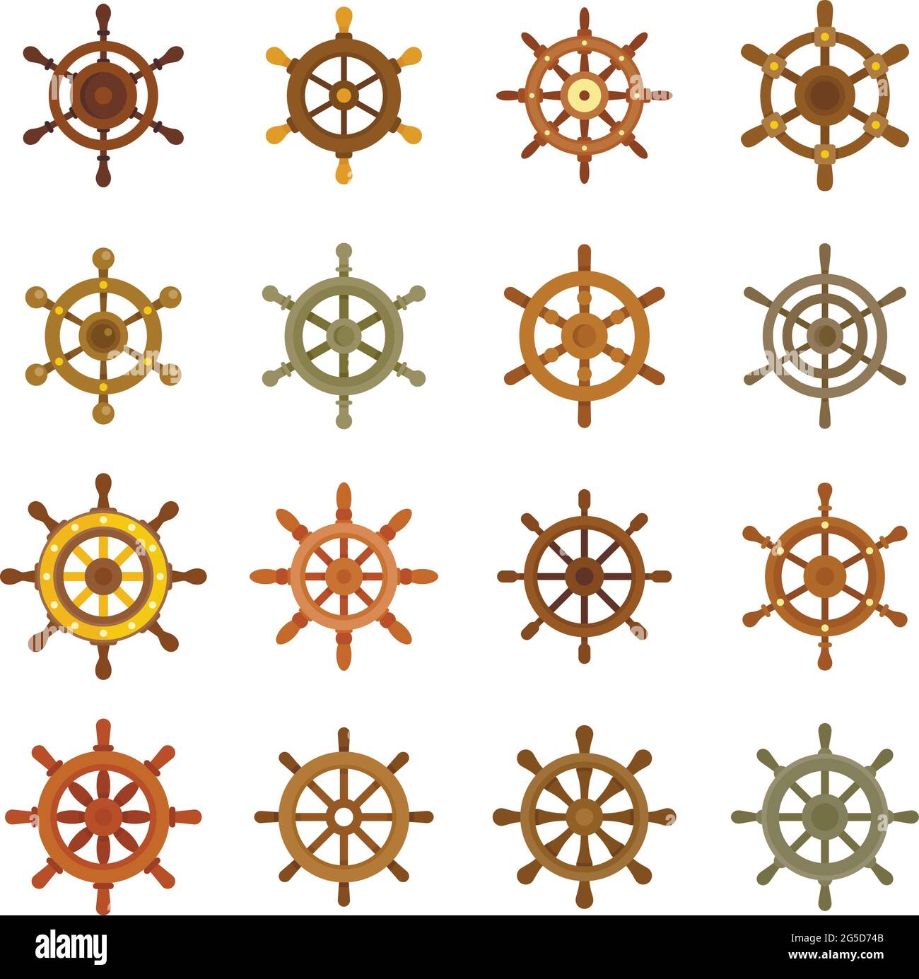Ship wheel icons set flat vector isolated Stock Vector Image & Art - Alamy