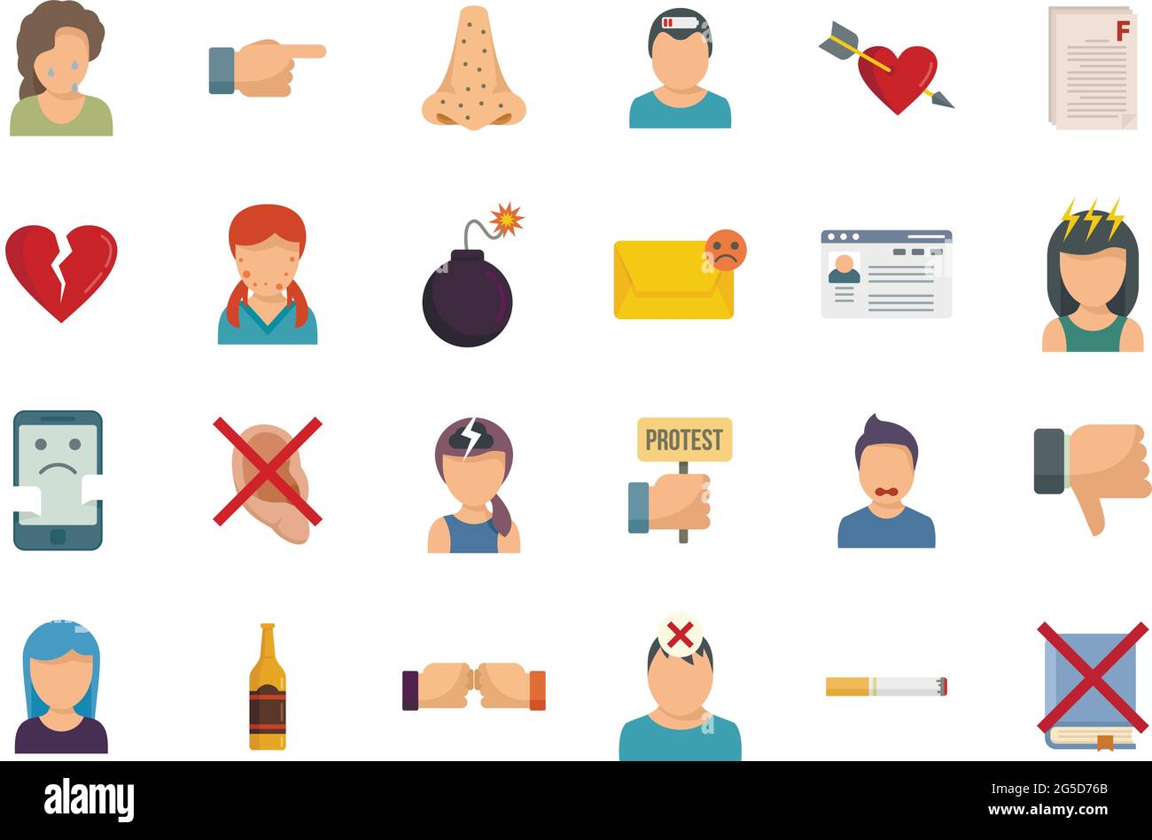 Teen problems icons set flat vector isolated Stock Vector Image & Art ...