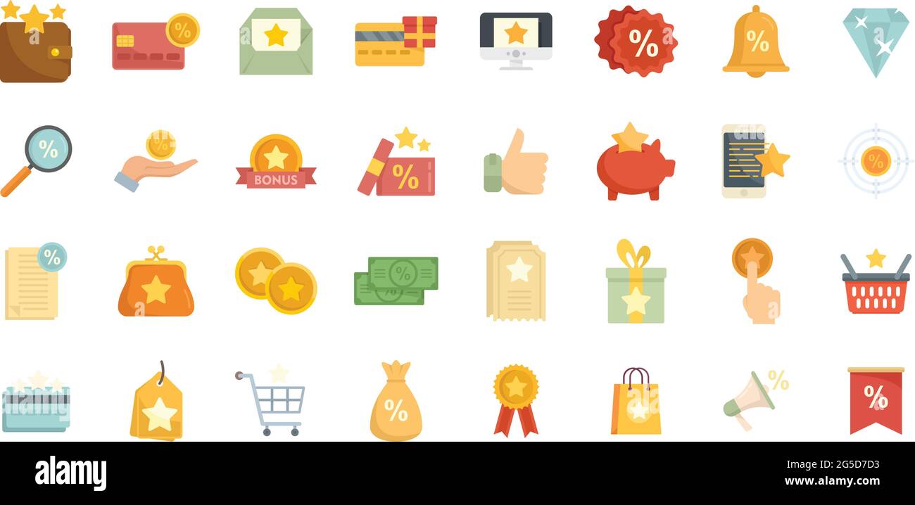 Bonus icons set flat vector isolated Stock Vector Image & Art - Alamy