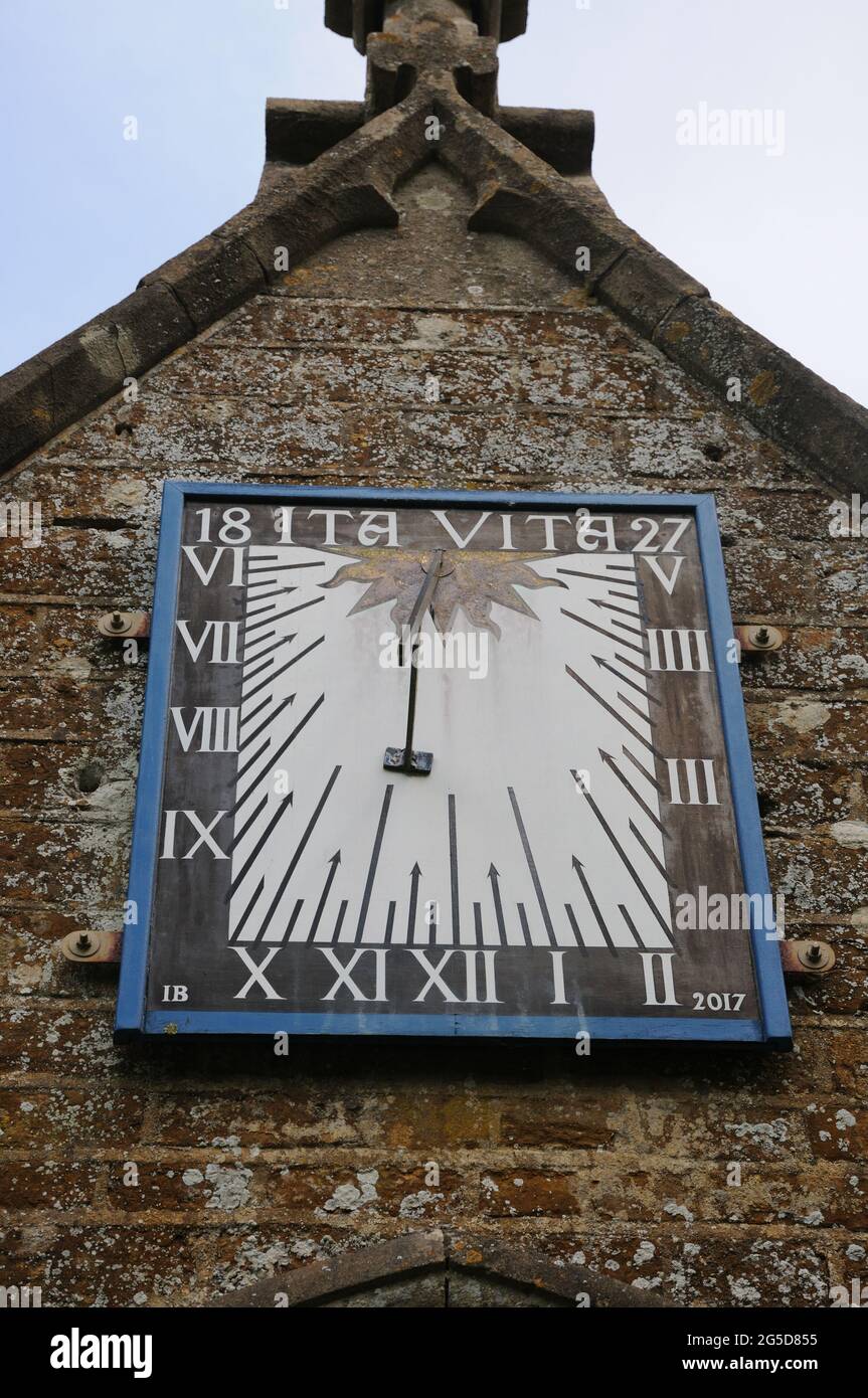 Sun dial on St Mary the Virgin Church, Mentmore, Buckinghamshire Stock ...