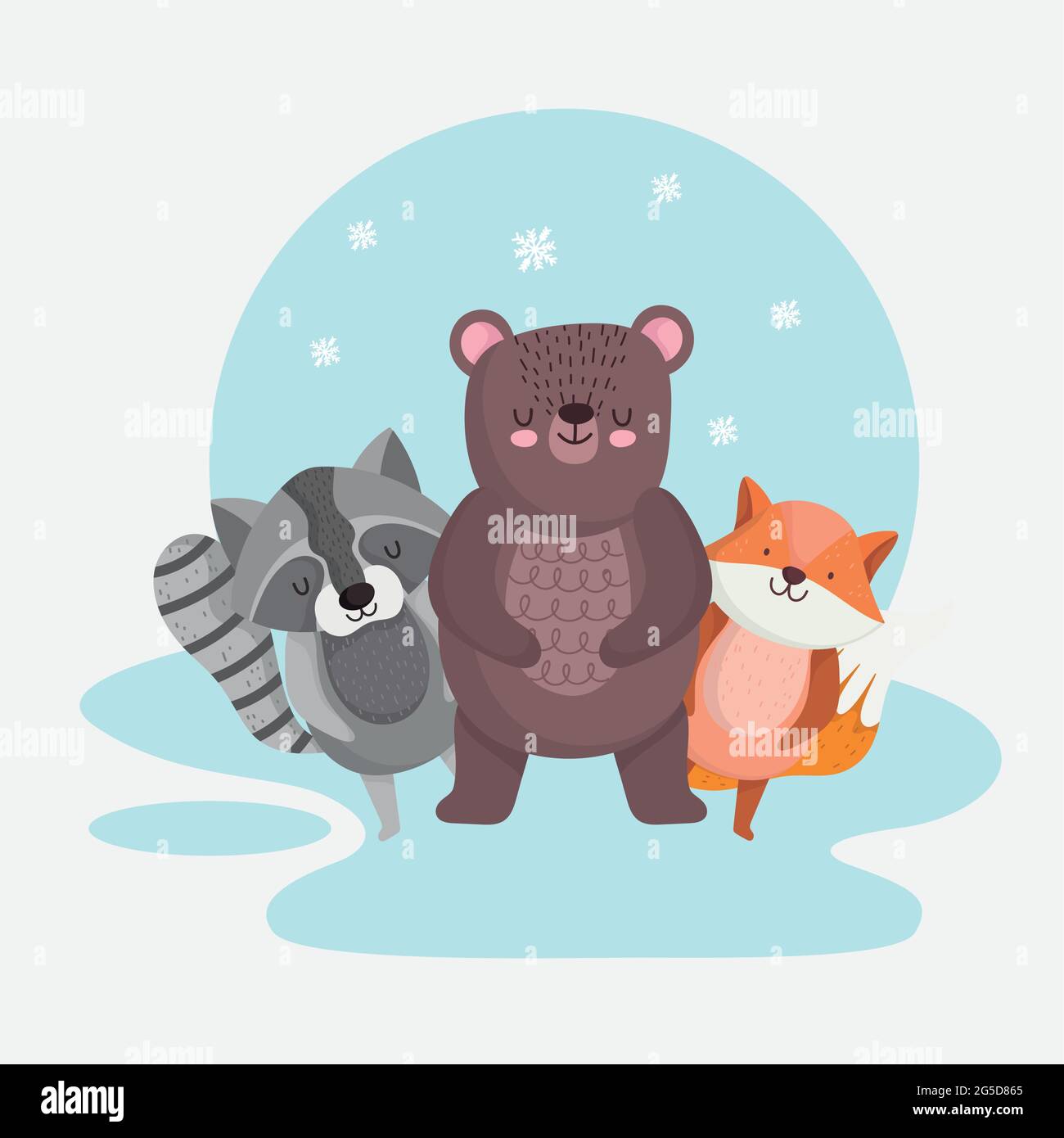 cute winter animals Stock Vector Image & Art - Alamy