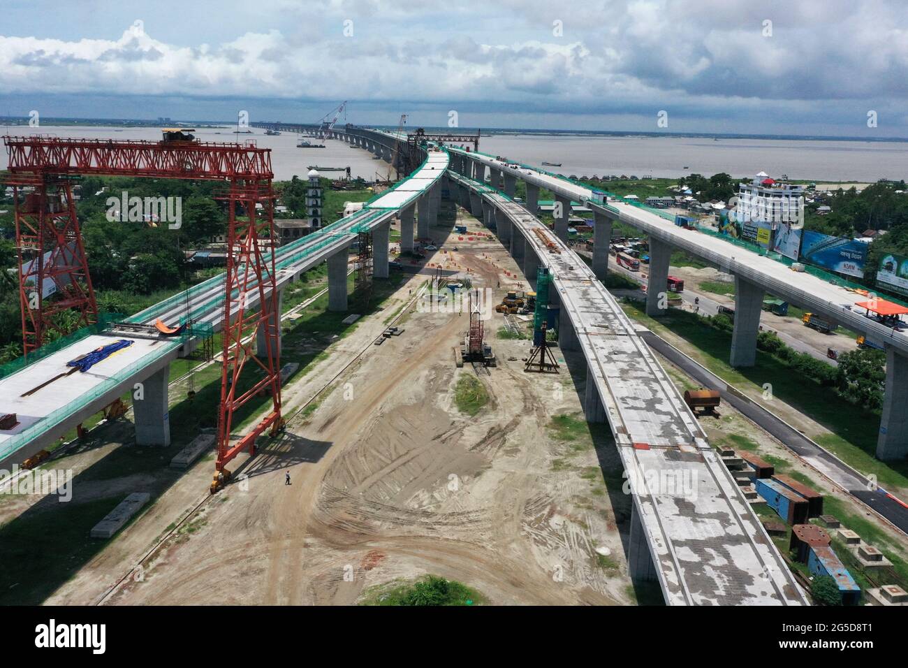 Munshiganj, Bangladesh - June 15, 2021: The construction of Padma ...
