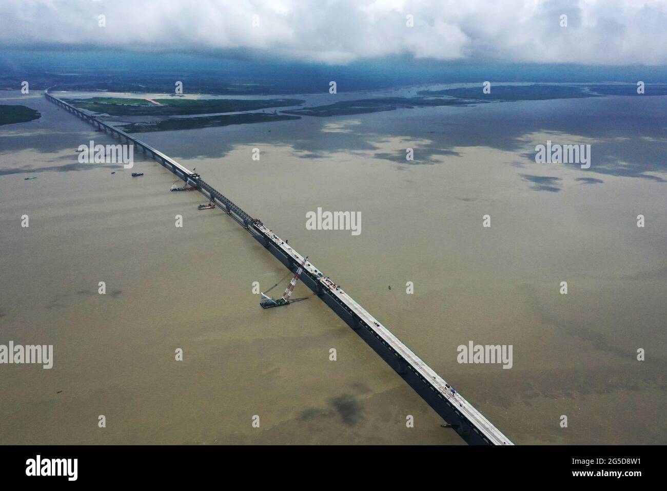 Munshiganj, Bangladesh - June 15, 2021: The construction of Padma ...