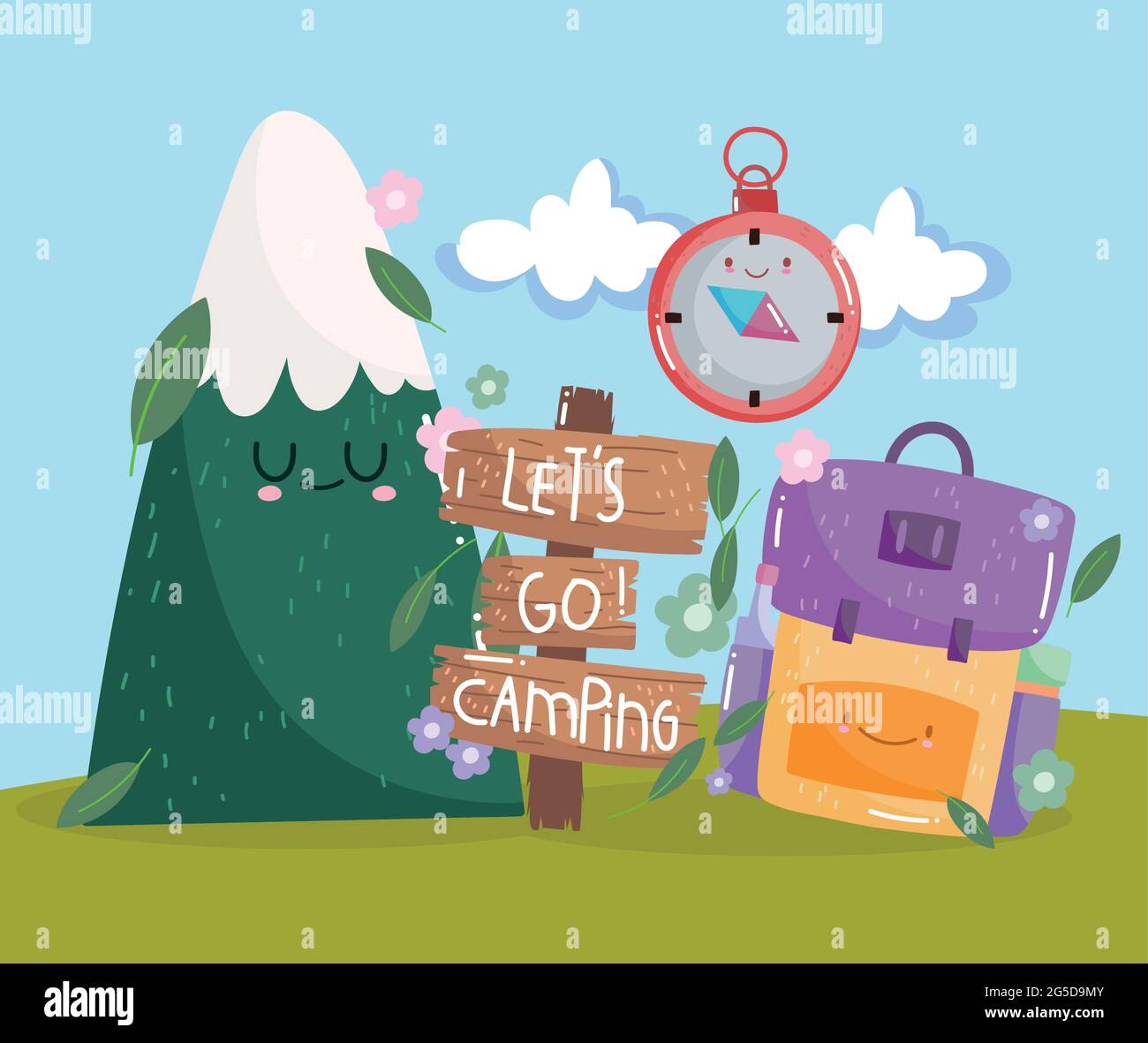cute bag and compass camping Stock Vector Image & Art - Alamy