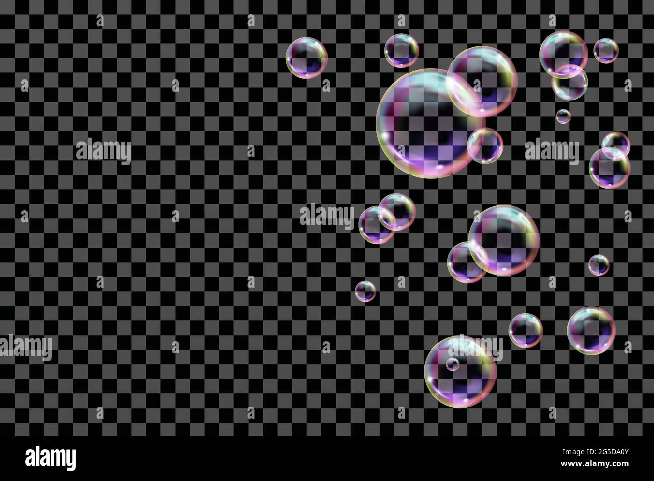 Realistic colored balls. Vector texture.Flying transparent soap bubbles ...