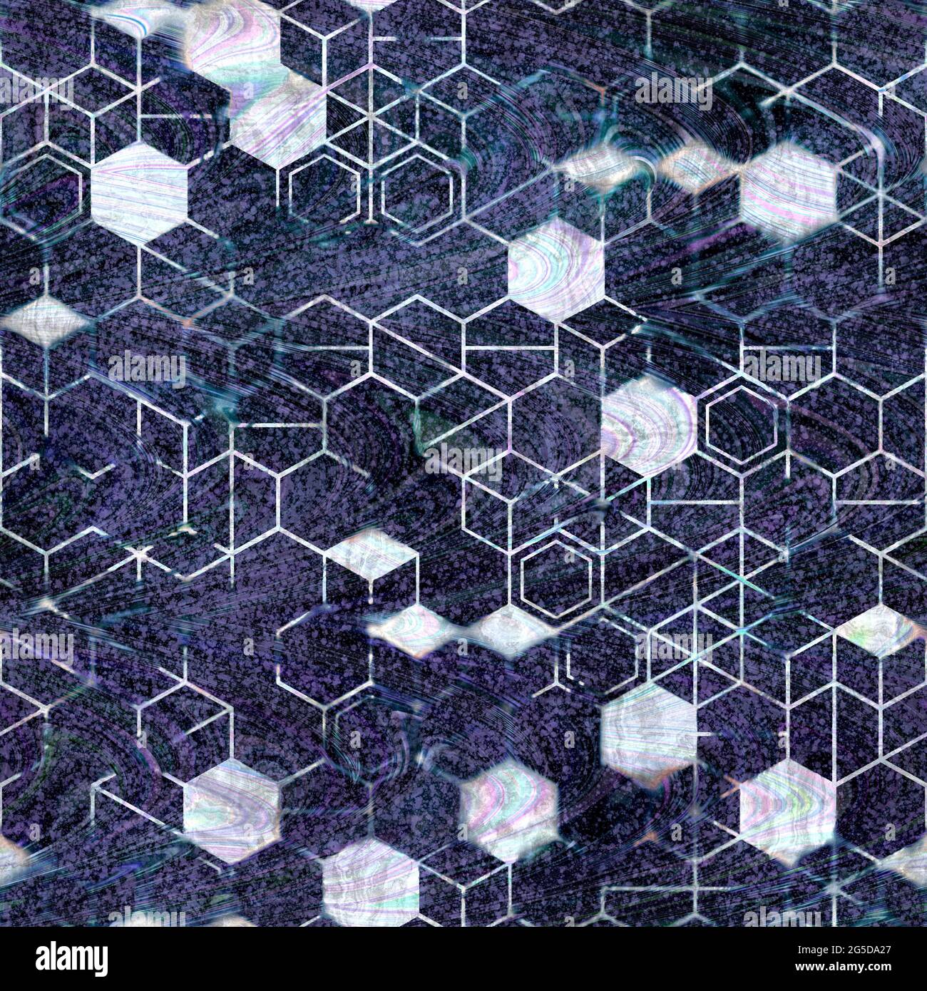 Seamless highly textured intricate and ornate pattern in navy blue ...