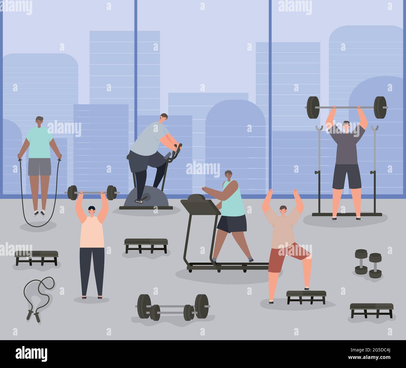 gym male group Stock Vector Image & Art - Alamy