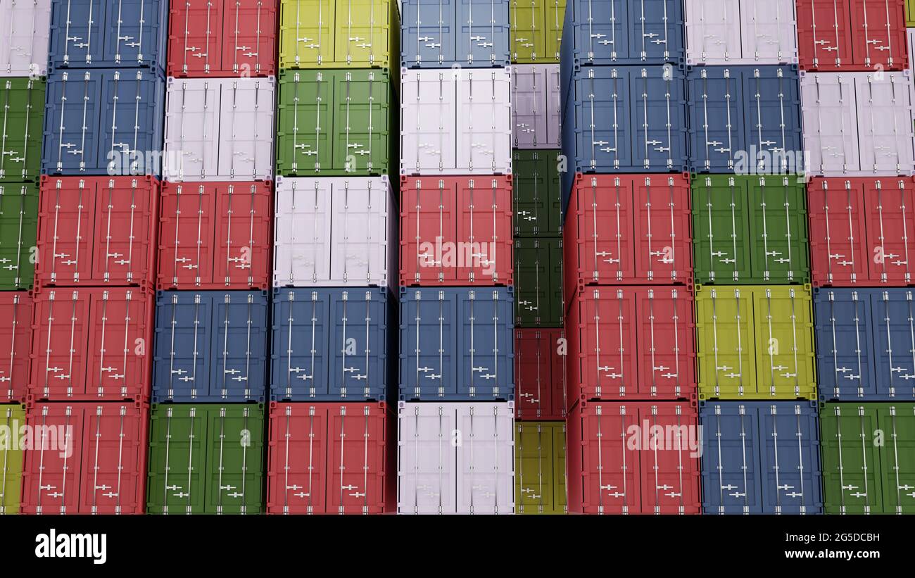 Stack of Cargo Containers at the docks Stock Photo - Alamy