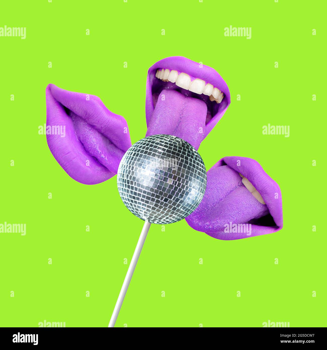 Contemporary art collage and modern design. Summer mood. Disco party ...