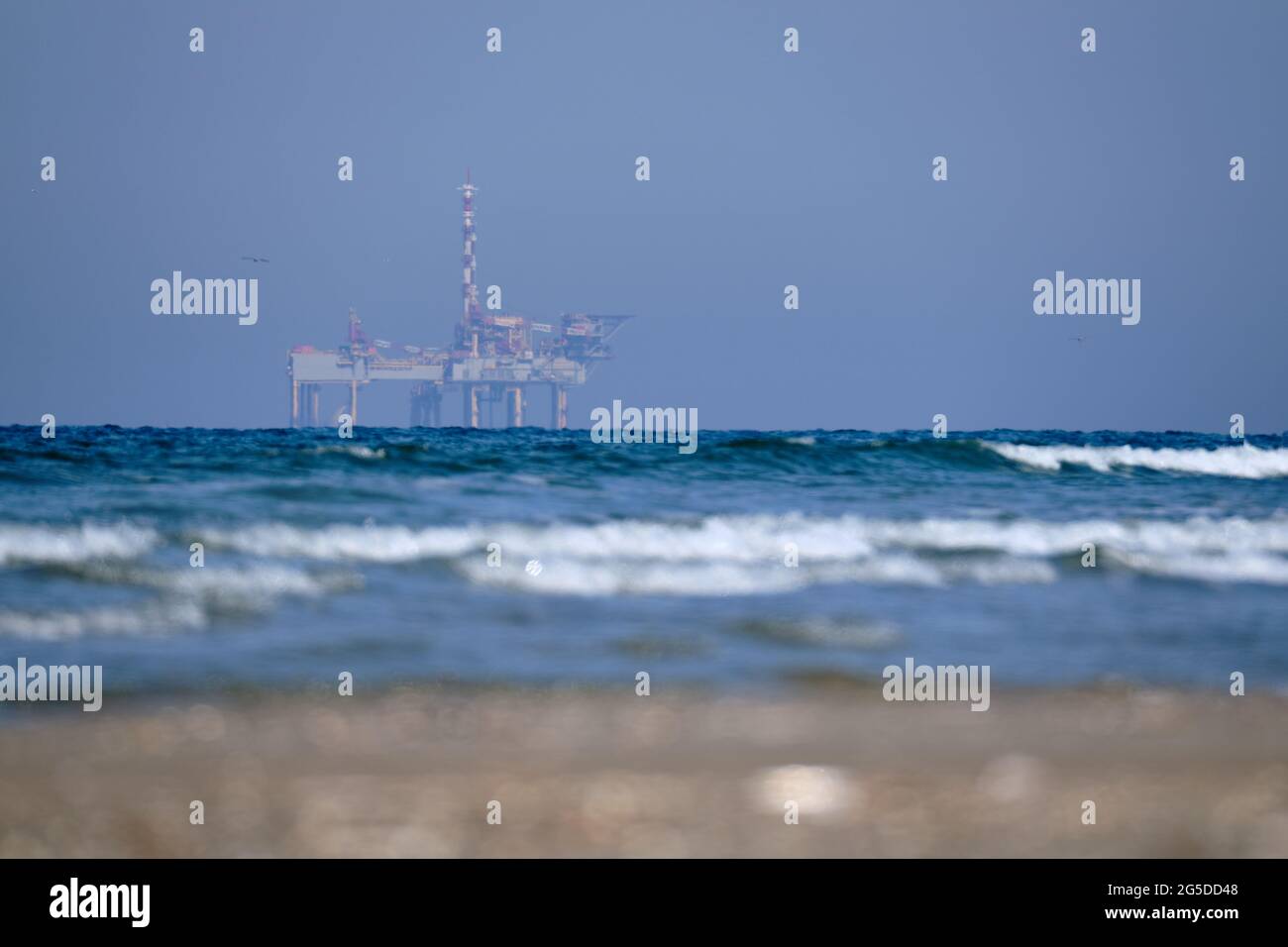 Ameland,Netherlands April 20,2021-NAM, Oil rig, offshore platform with ...