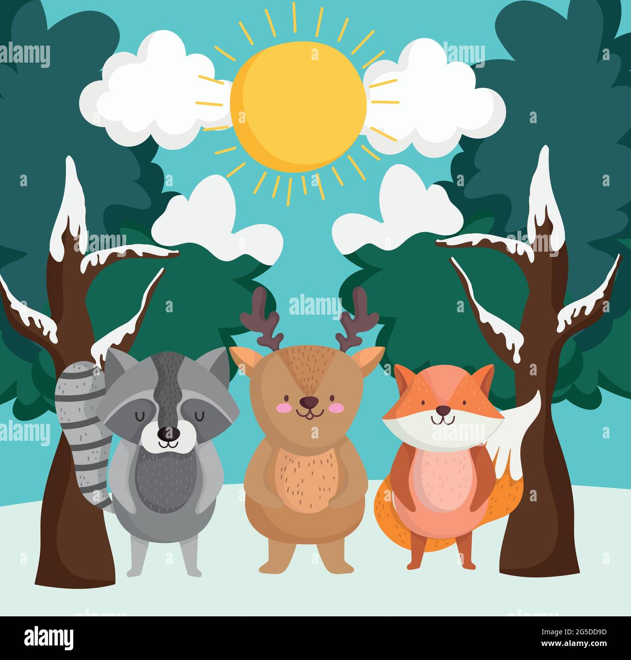 winter scene and animals Stock Vector Image & Art - Alamy