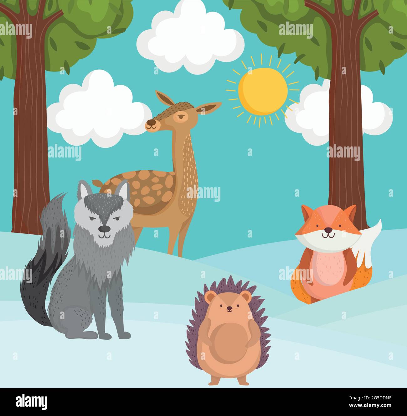 animals on snow cartoon Stock Vector Image & Art - Alamy