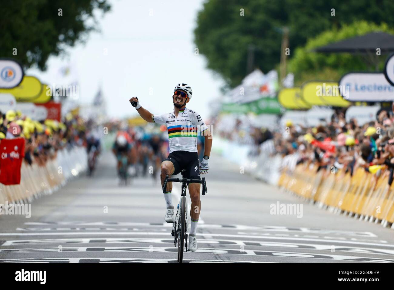 French Julian Alaphilippe of Deceuninck - Quick-Step celebrates as he ...