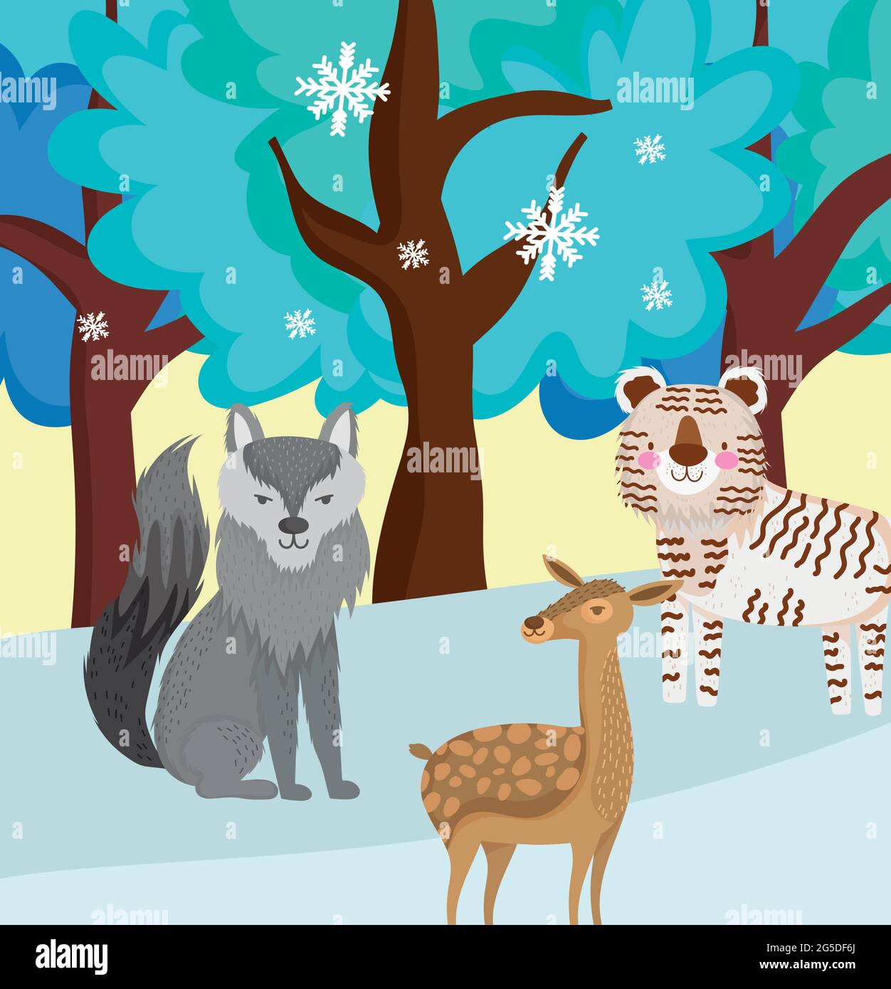 cartoon animals in winter Stock Vector Image & Art - Alamy