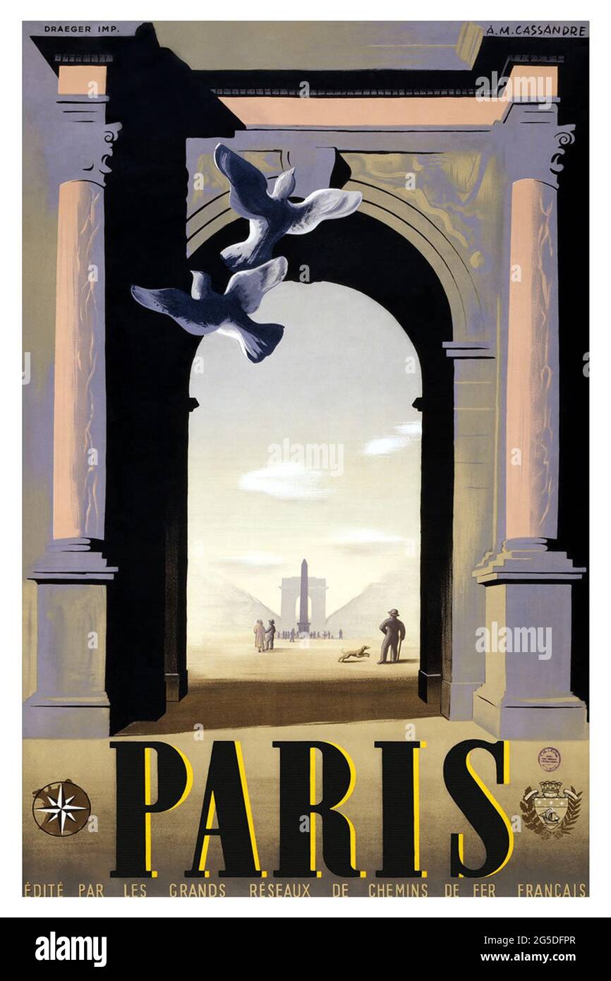 Vintage travel poster paris hi-res stock photography and images - Alamy