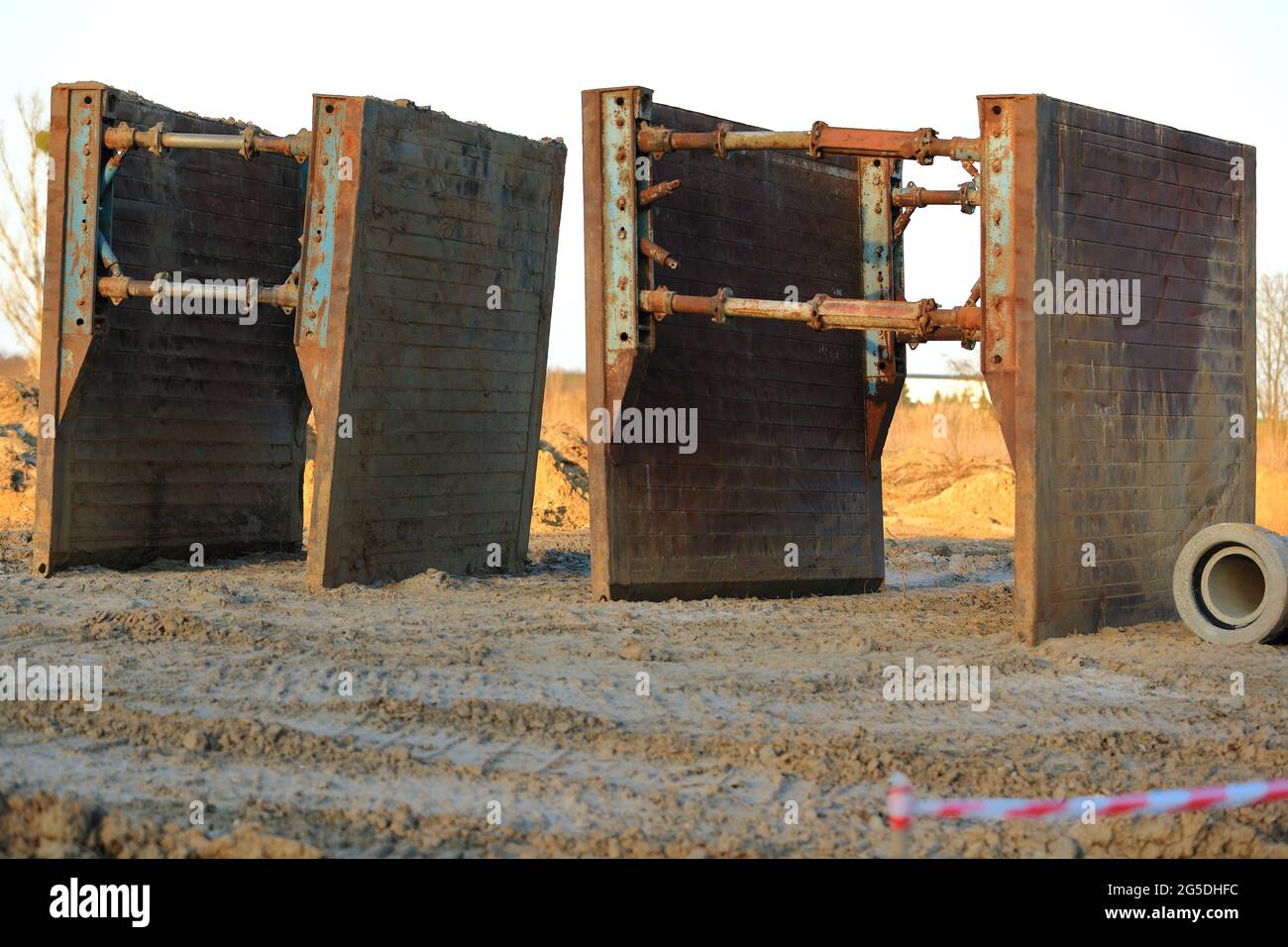 Construction equipment at the construction site of the city ring road ...