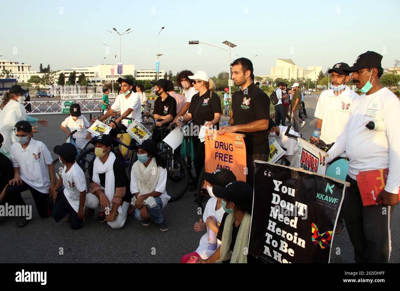 Participants are holding awareness walk against Drugs on the occasion ...