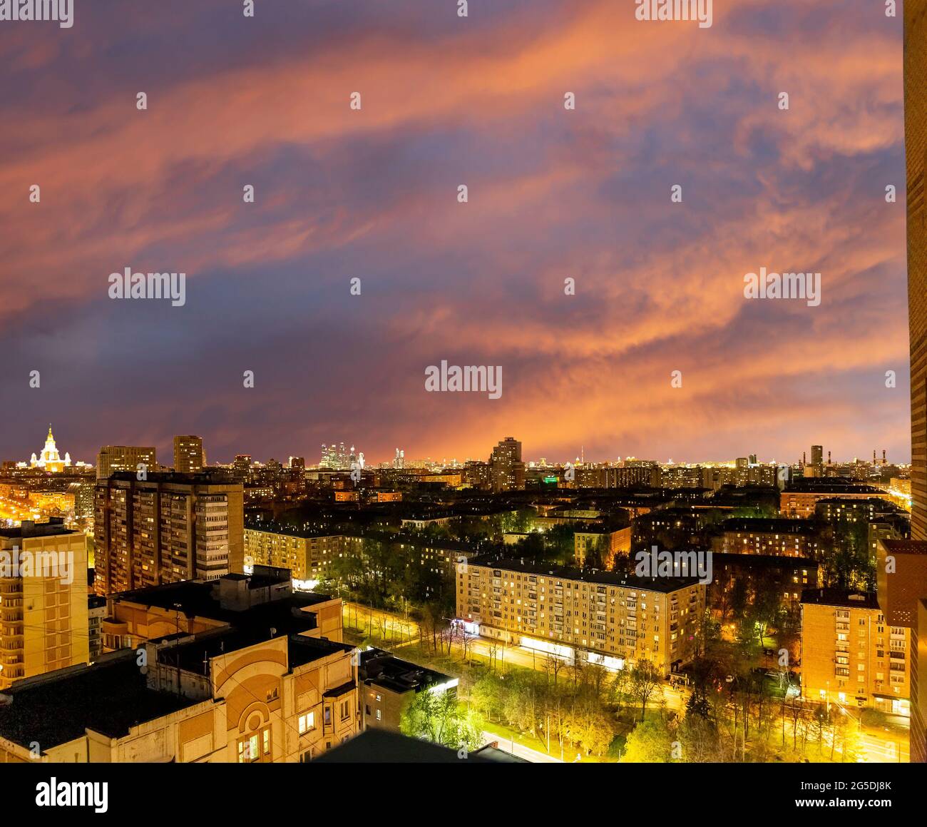 Aerial view of Moscow (night), Russia Stock Photo - Alamy