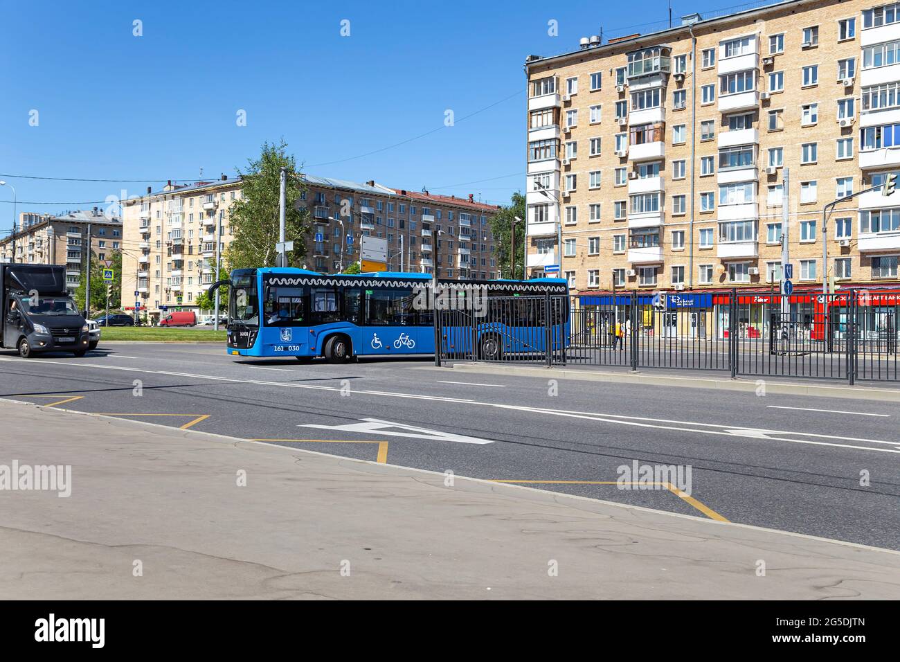 The passenger bus goes along the route. Moscow, Russia Stock Photo - Alamy