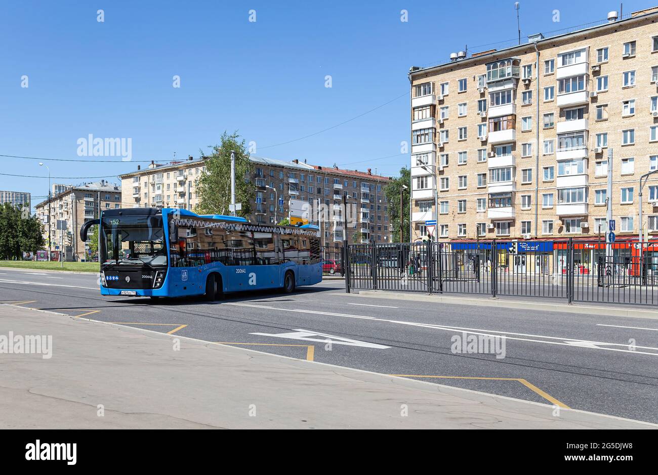 The passenger bus goes along the route. Moscow, Russia Stock Photo - Alamy