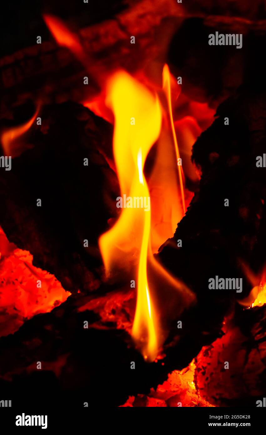 Heat energy heap closely, red and yellow, thermal energy at the fuel ...