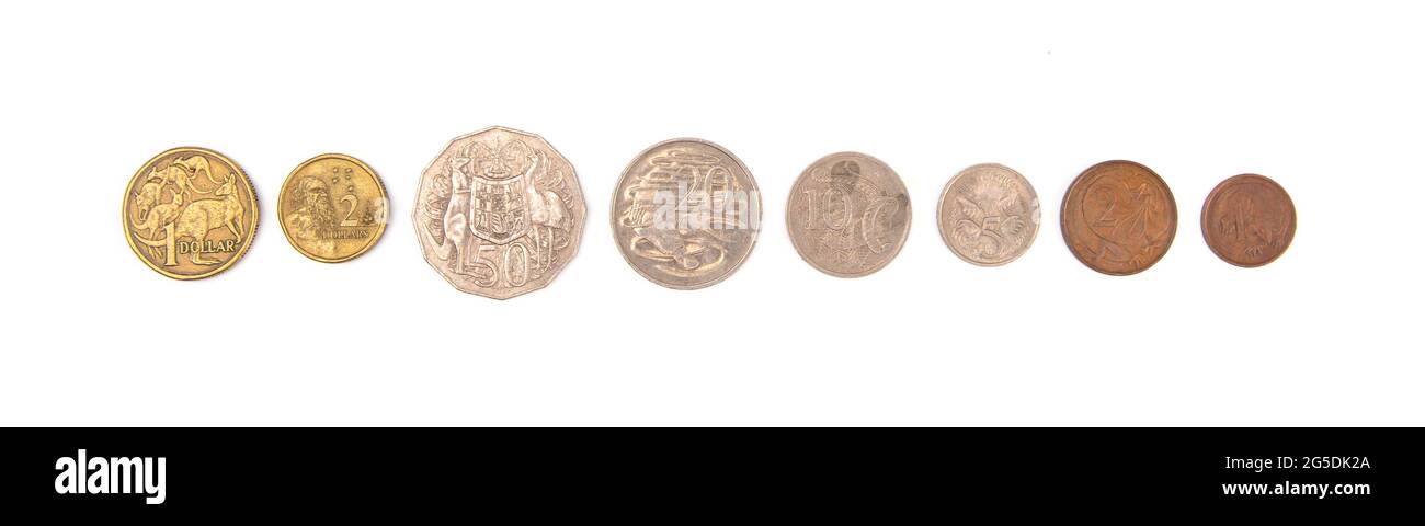 Australian Coins on a White Background Stock Photo - Alamy