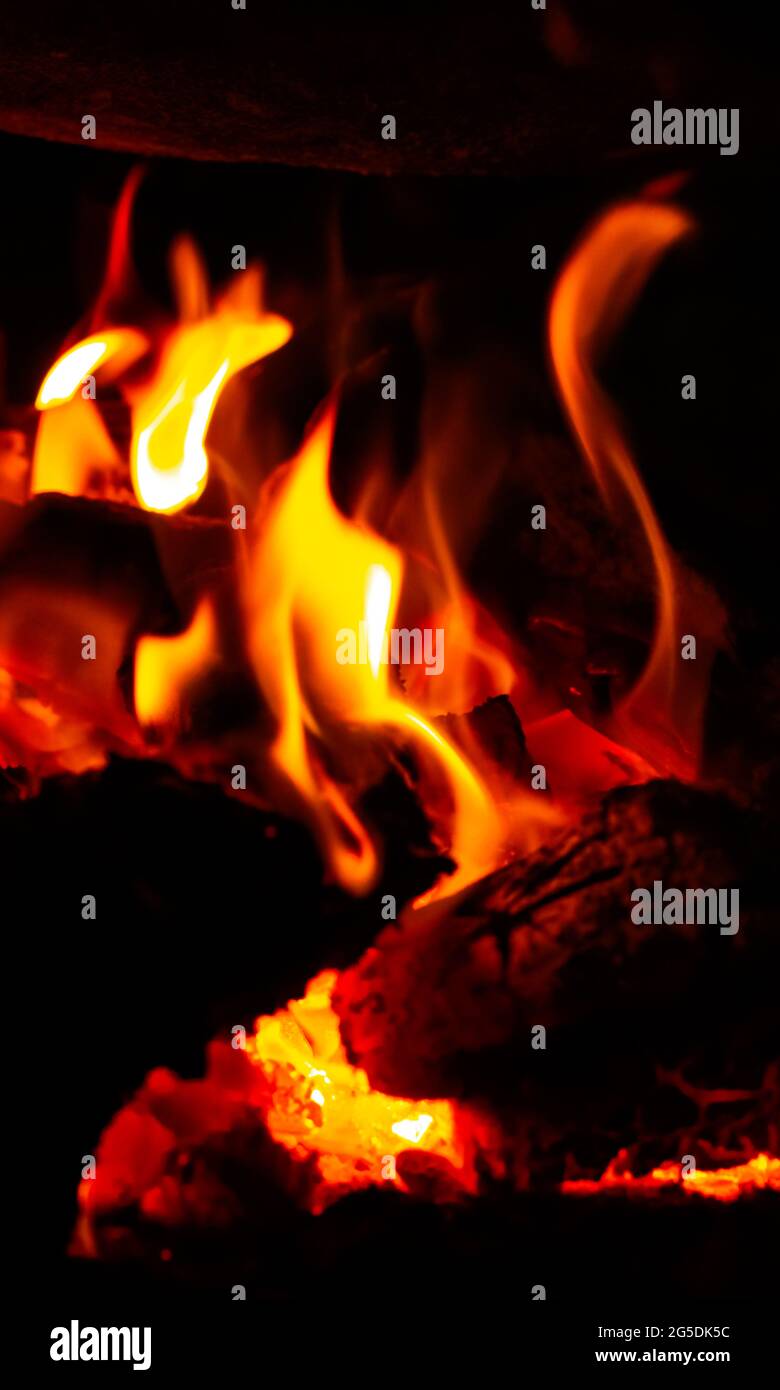 Heat energy heap closely, red and yellow, thermal energy at the fuel ...